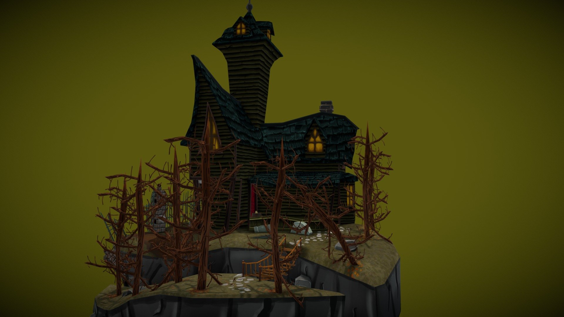 Haunted House Stylized Scene - 3D model by Timmy De Mol (@Timmy_De_Mol ...