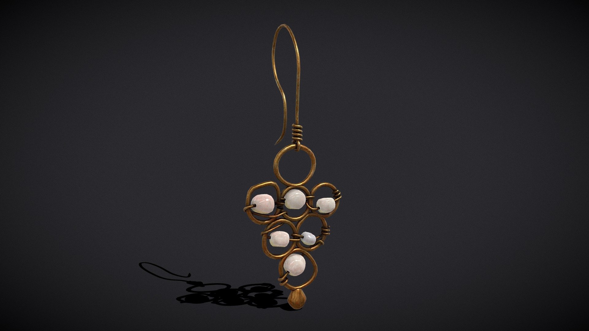 Pearl Loop Drop Earrings - Buy Royalty Free 3D model by ...