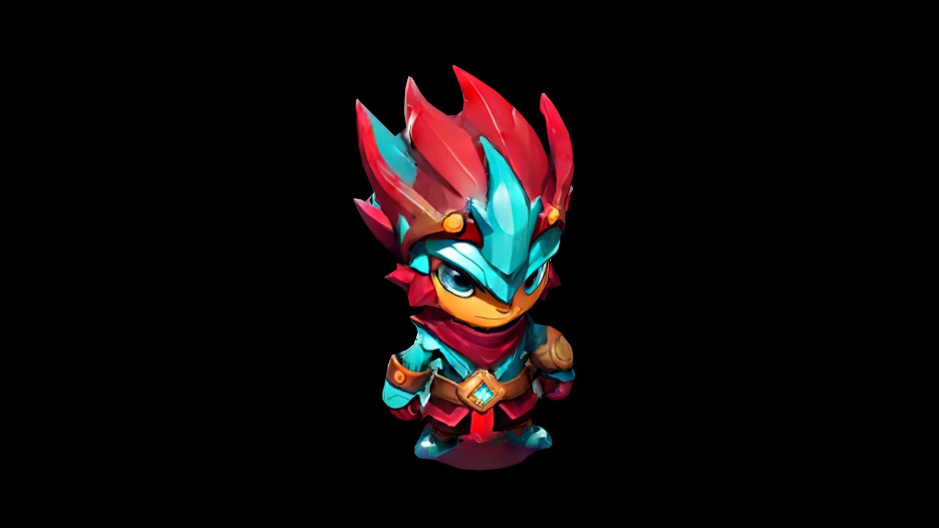 A chibi-style character with blue and red armor - Download Free 3D ...
