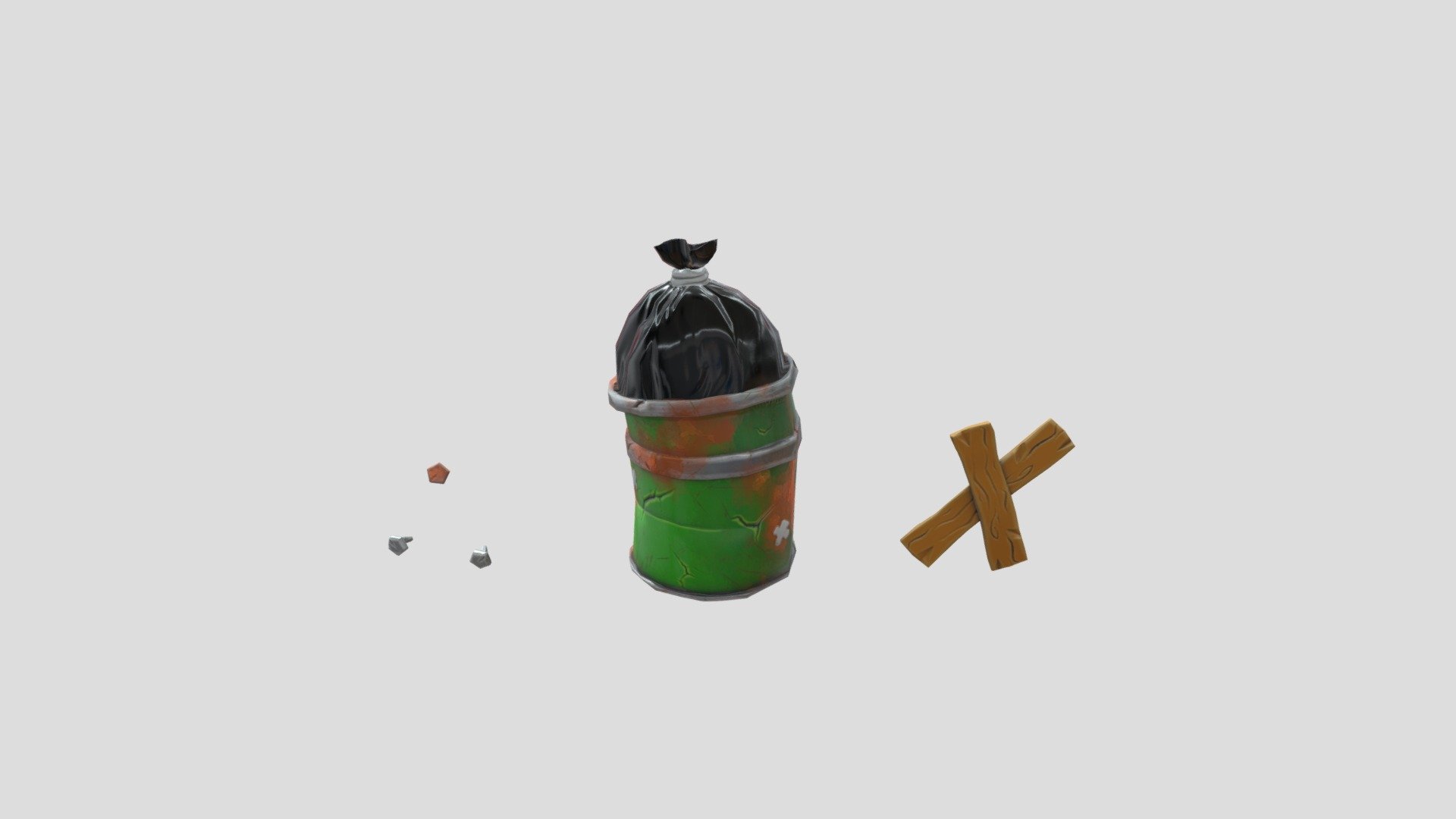 Stylized Textured Trash Pack - 3D model by Cameron Traer (@CameronTraer ...