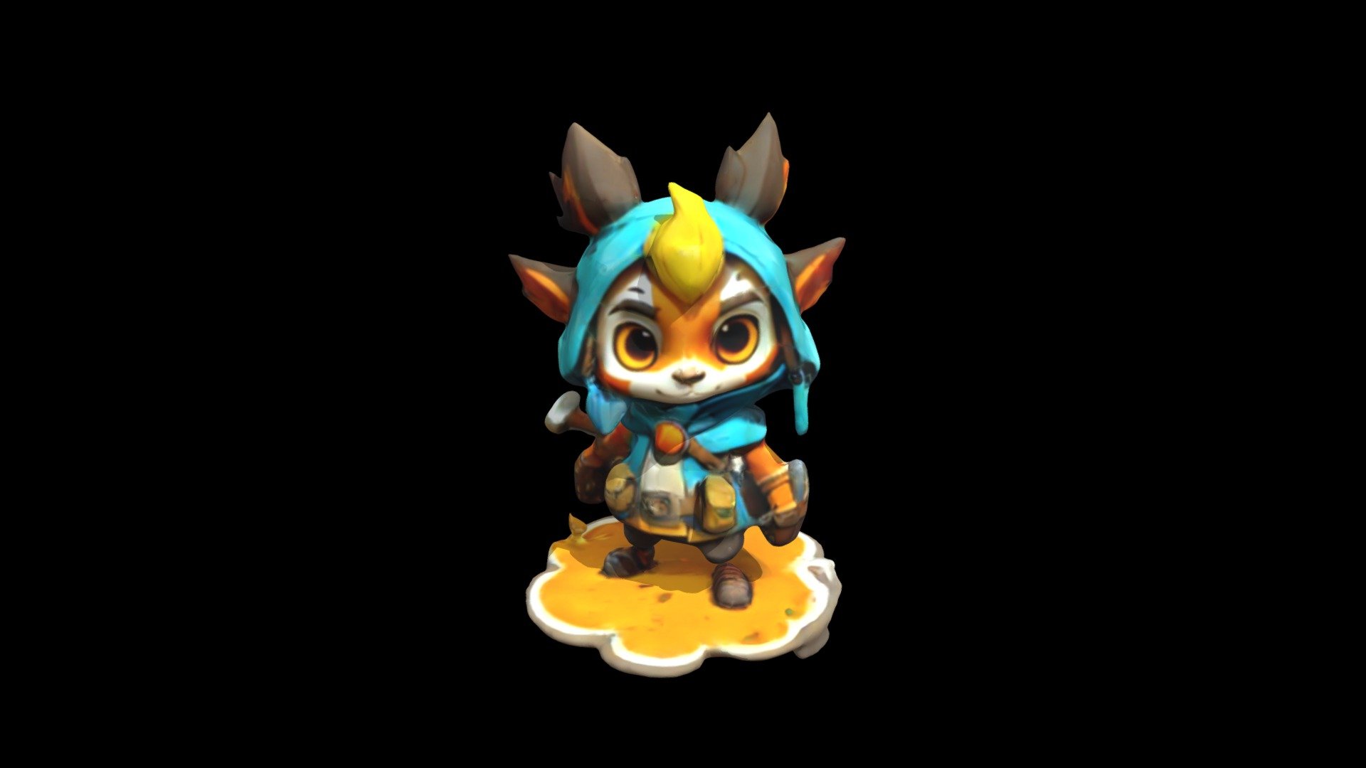 a cartoon character is wearing a blue hood an - Download Free 3D model ...