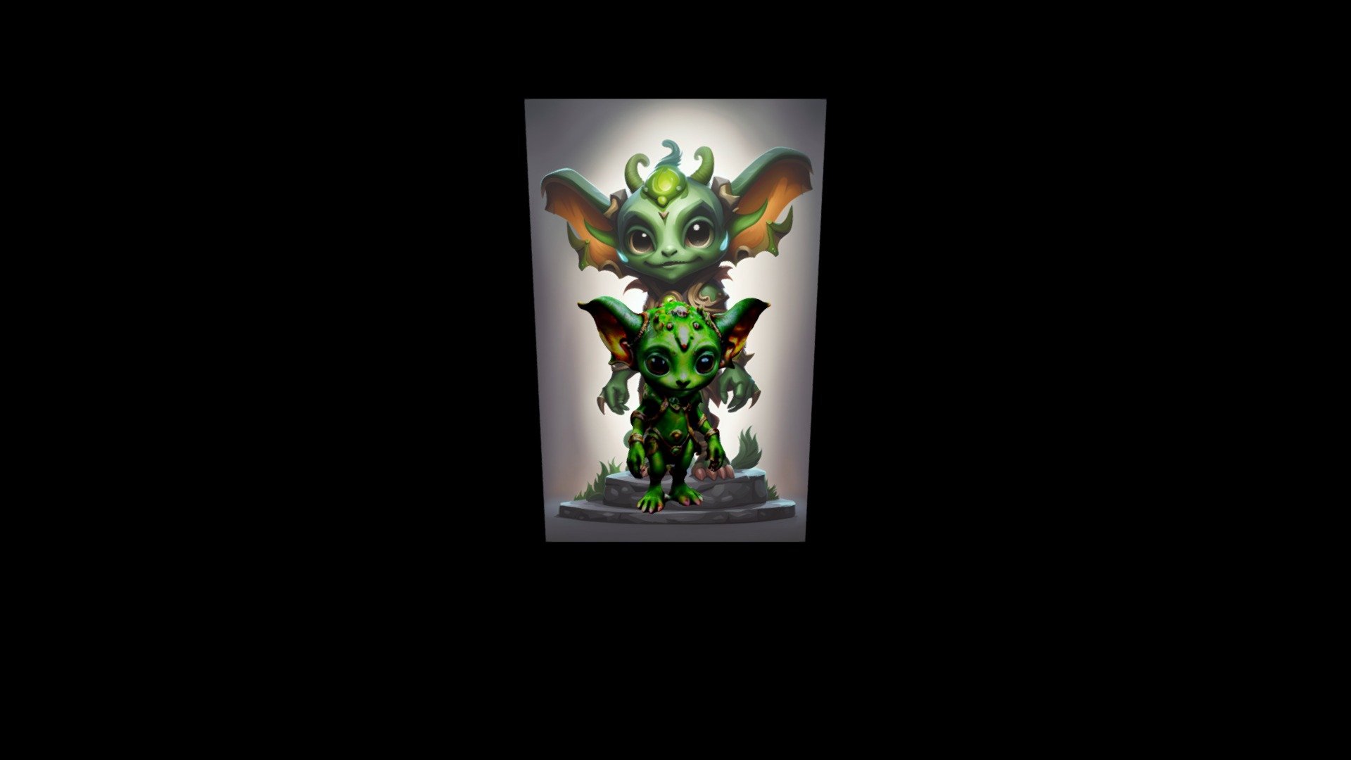 a cartoon illustration of a green creature with - Download Free 3D ...