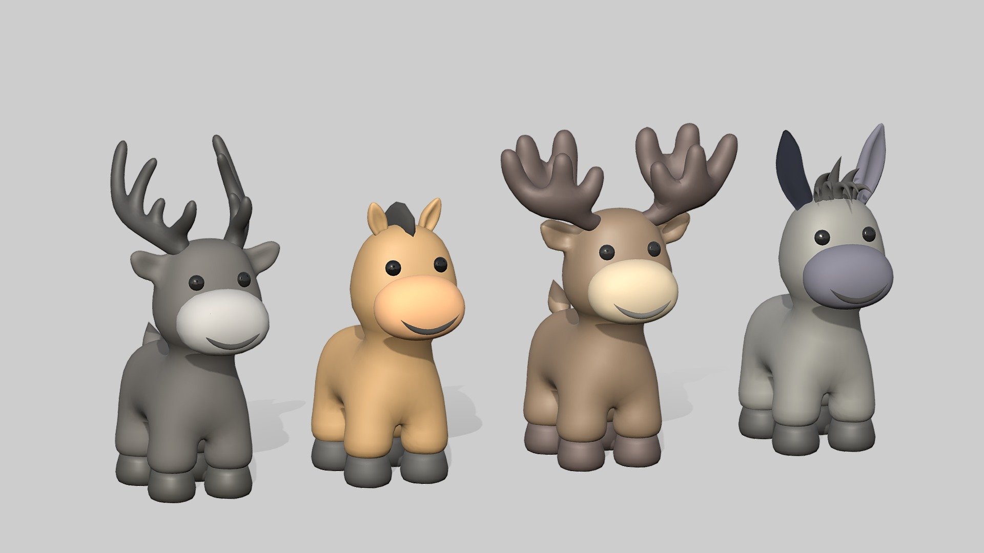 Cute Cartoon Animals Pack - 3D model by IanaM [c6d6e4e] - Sketchfab