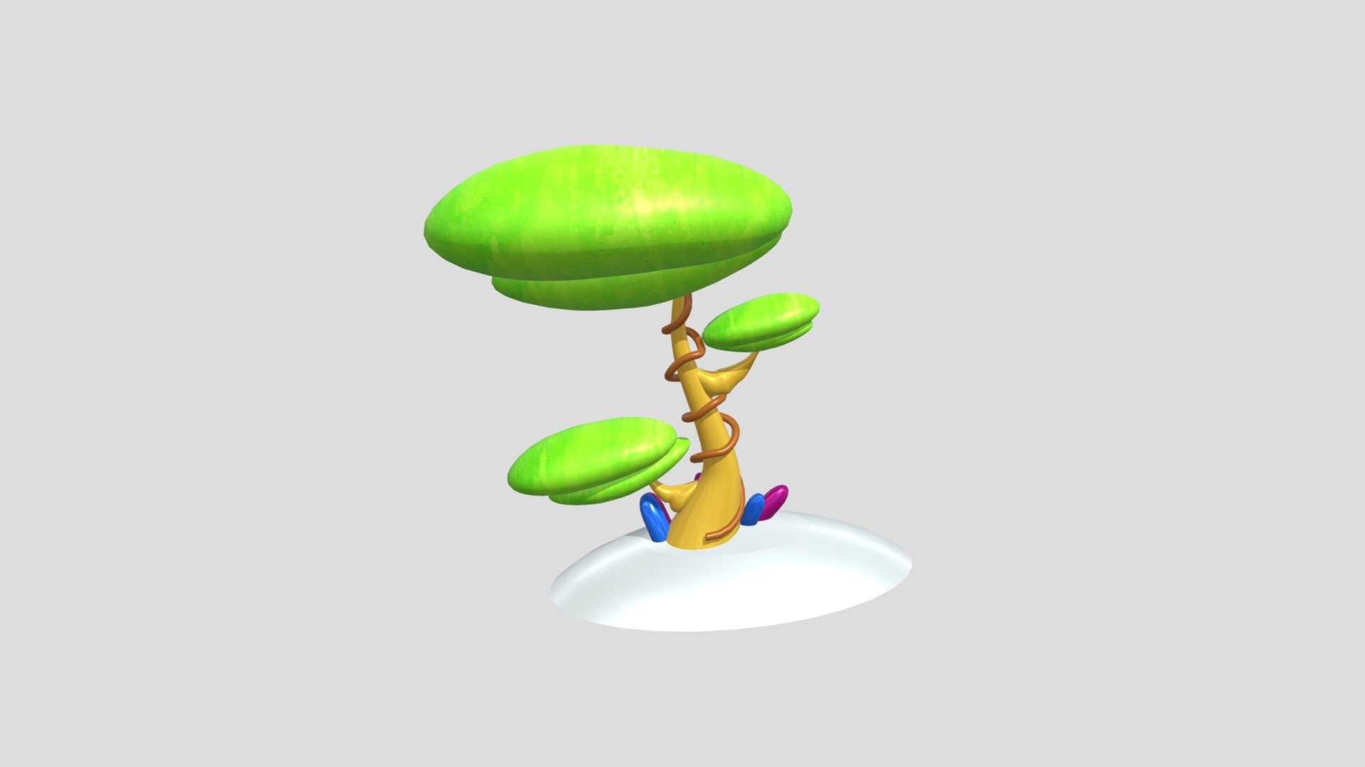 free cartoon tree. Prop for game - Download Free 3D model by ...