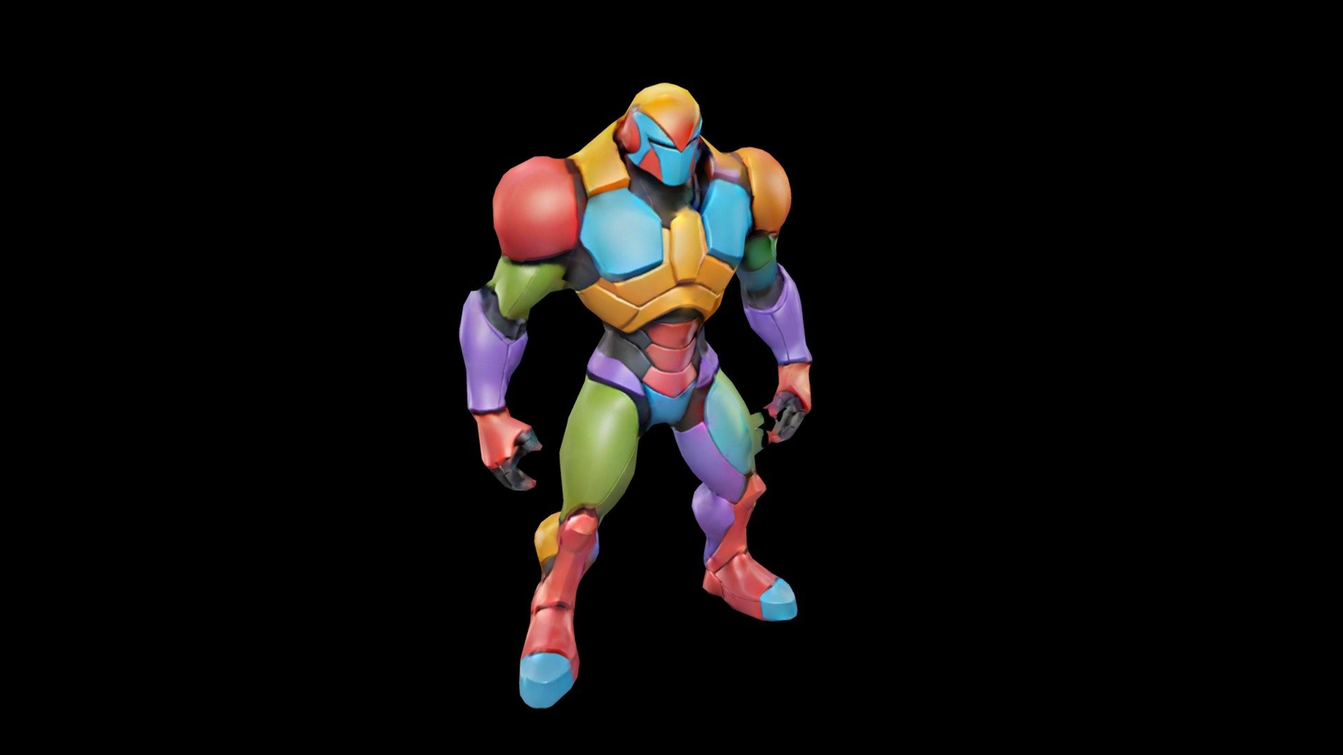 A colorful action figure stands in a blue backgr - Download Free 3D ...