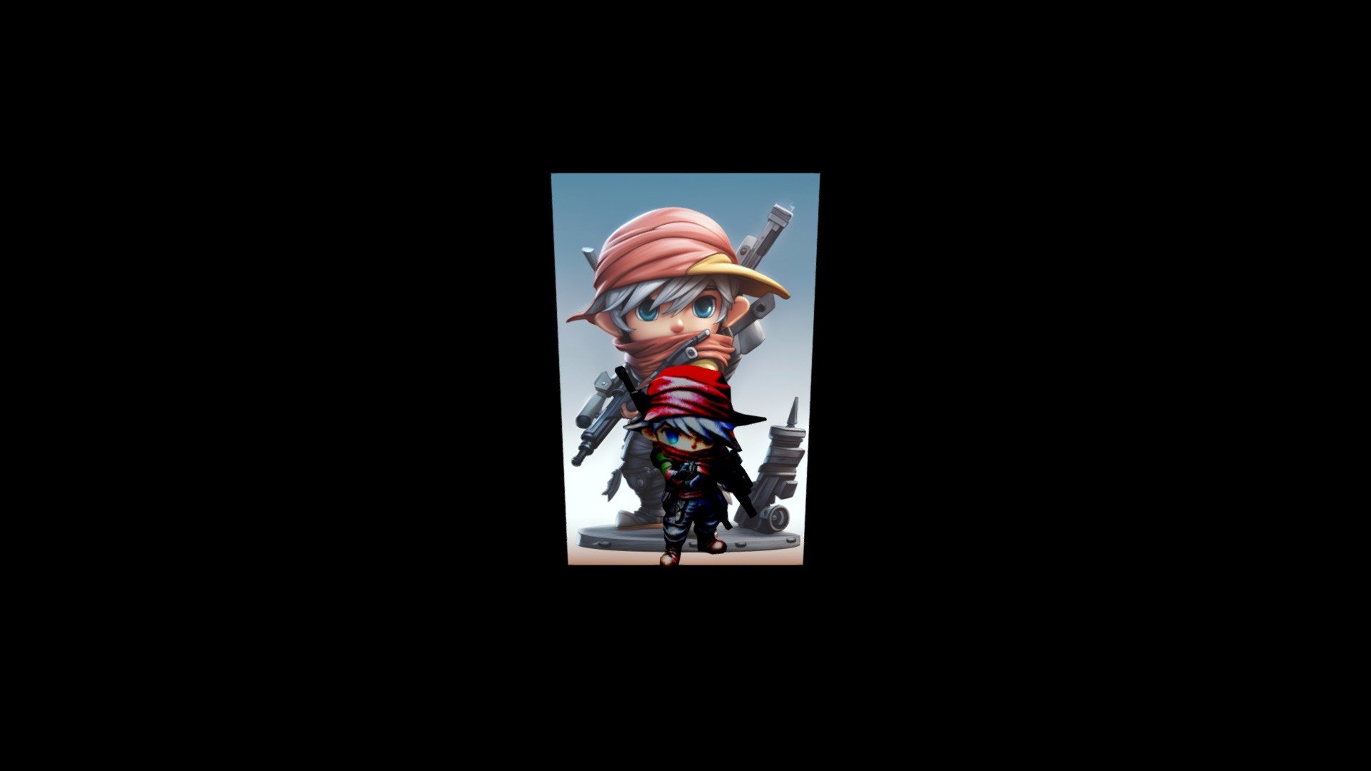 "Chibi-style character with rifle and machine g - Download Free 3D ...
