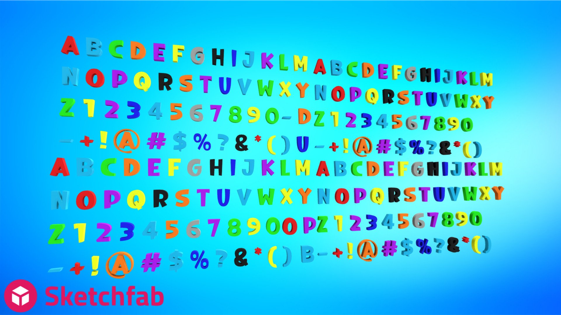 Alphabet Cartoon Pack & Numbers Game Ready 3D - Buy Royalty Free 3D ...