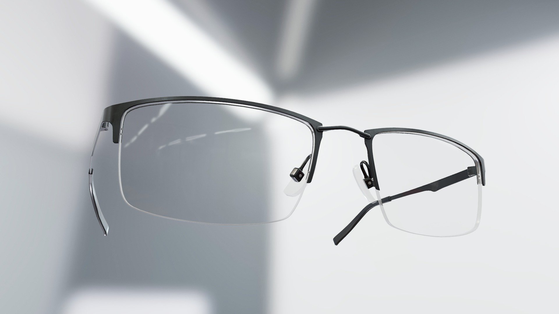 Generic Metal Half-Rim Rectangle Glasses (Black) - 3D model by VirTry ...