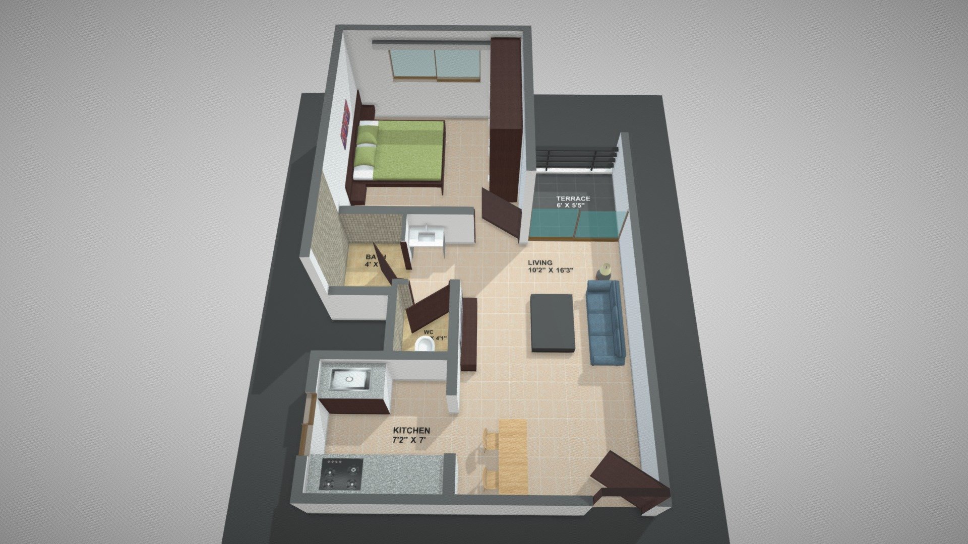 VTP_Pegasus_1BHK - 3D model by SquareYards (@square-yards) [c6ff2a5 ...