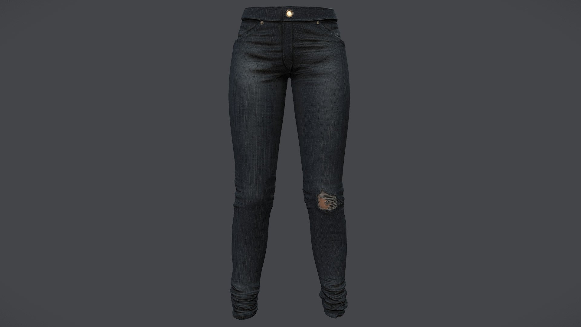 Female Ripped Torn Knee Slim Denim Pants - Buy Royalty Free 3D model by ...