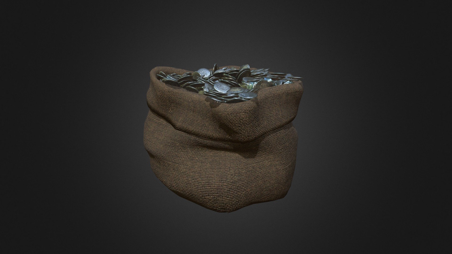 Large Burlap Sack with Silver Dollars - Buy Royalty Free 3D model by ...