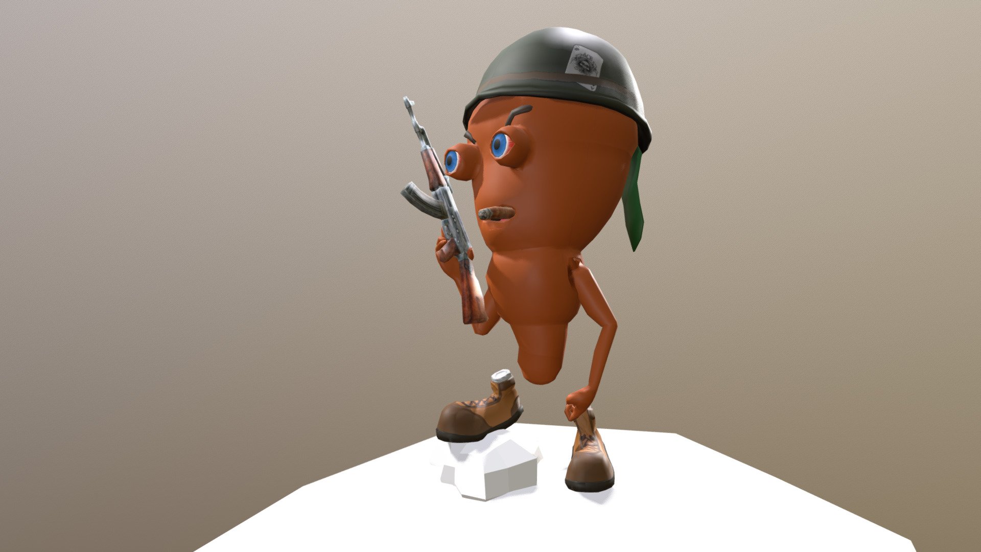 Carrot Soldier WIP rig pose - 3D model by oblongo [c716135] - Sketchfab