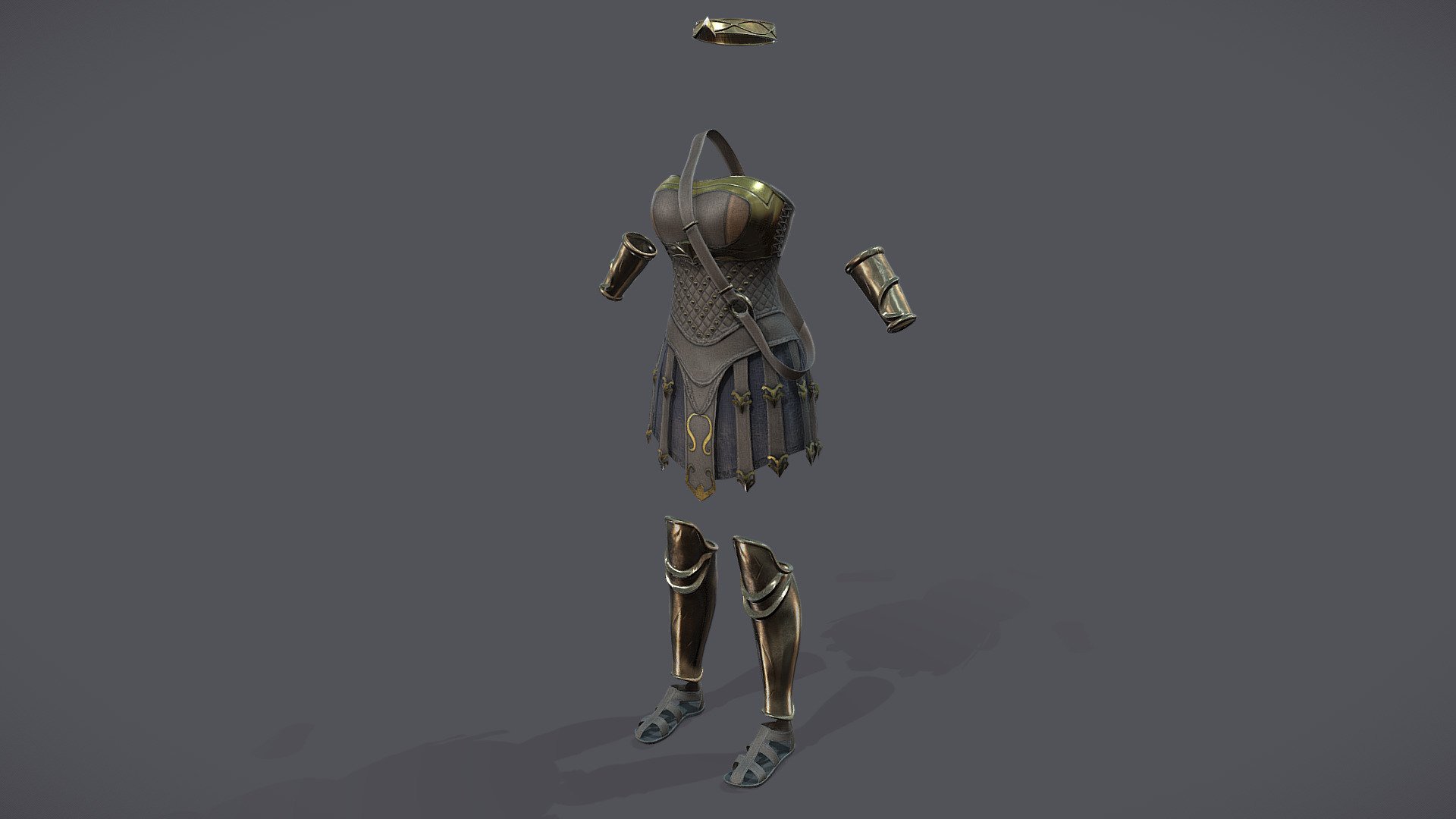 Roman Amazon Women Strapless Armour Dress Outfit - Buy Royalty Free 3D ...