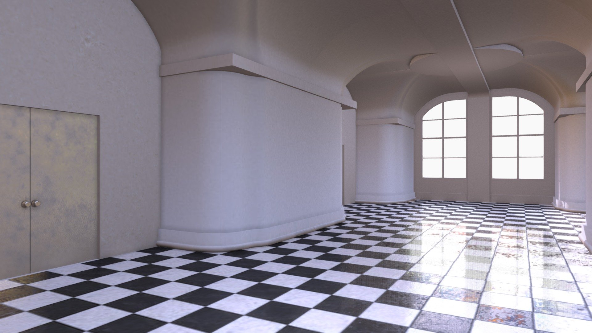 Checkered Floor Hallway - Buy Royalty Free 3D model by jimbogies ...