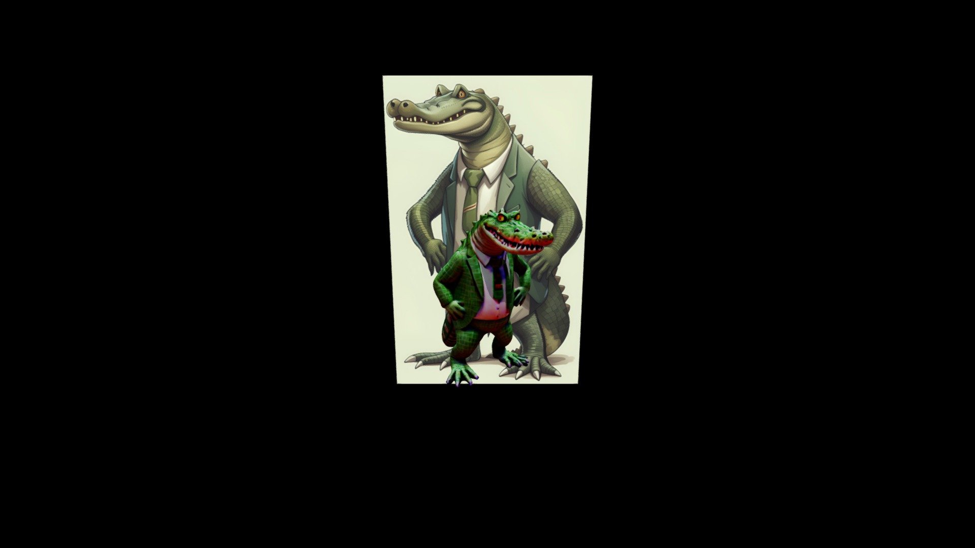 cartoon alligator dressed in a suit and tie stan - Download Free 3D ...