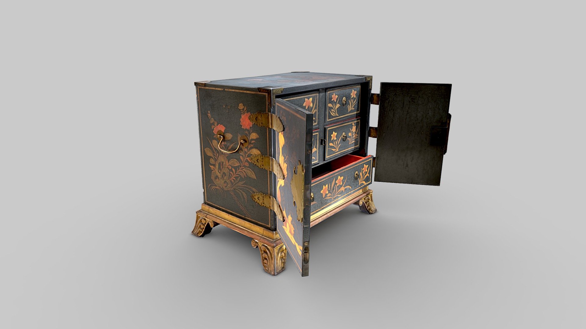 Ham House Lacquered & Japanned Miniature Cabinet - 3D model by National ...