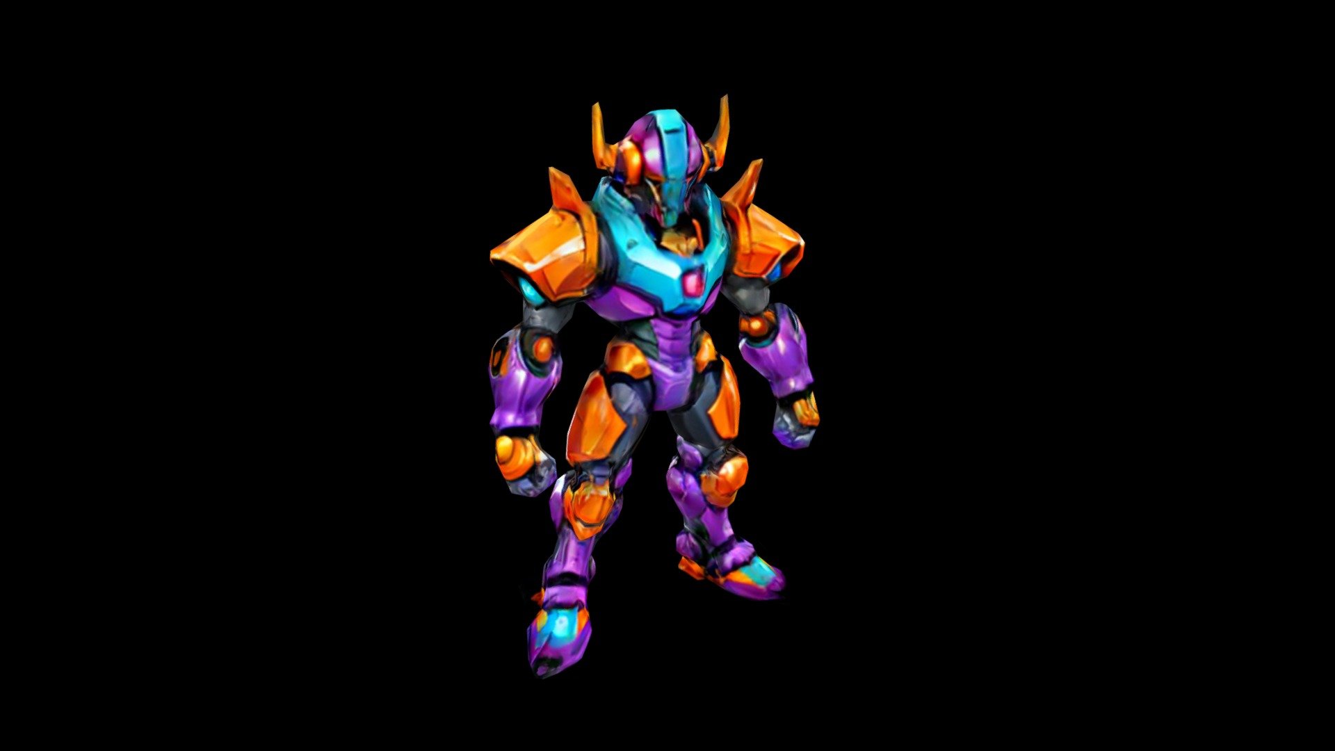 Anime-style robot with purple and orange armor, - Download Free 3D ...