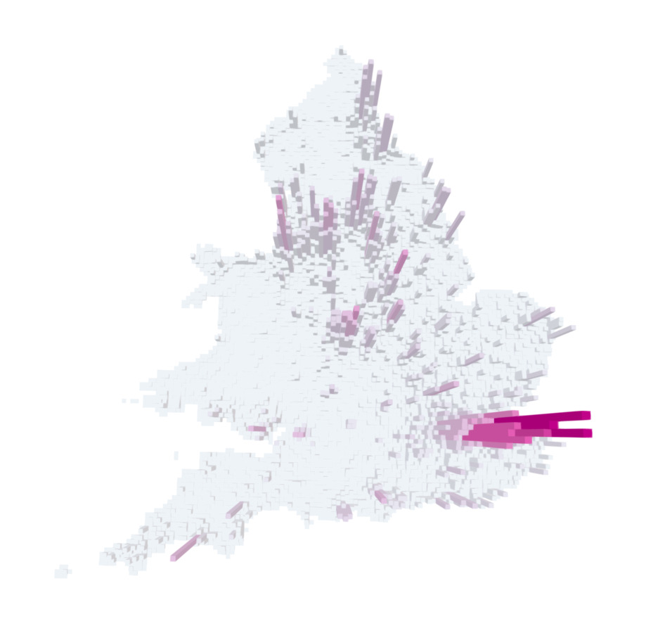 Population by 5km Grid England and Wales - 3D model by mjlegg [c74a528 ...