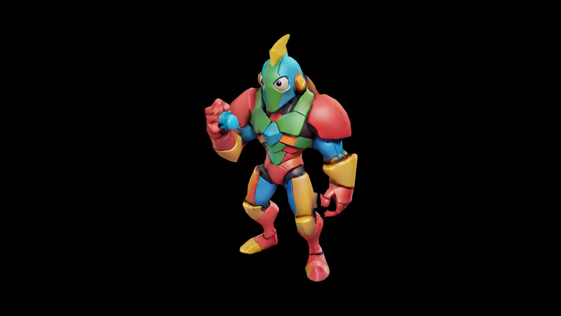 An action figure in red, yellow, and green color - Download Free 3D ...