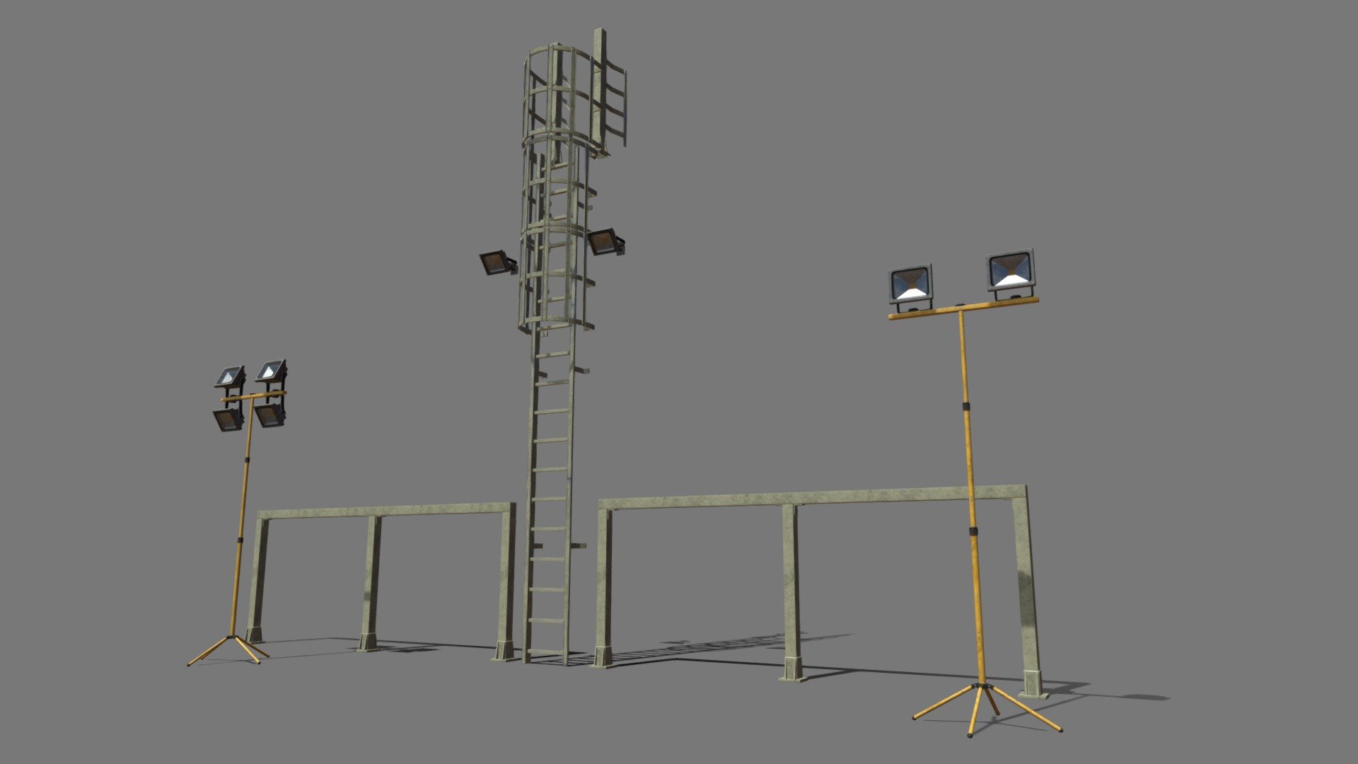 Ladder, Railing and Flood Light Set Up - Download Free 3D model by ...