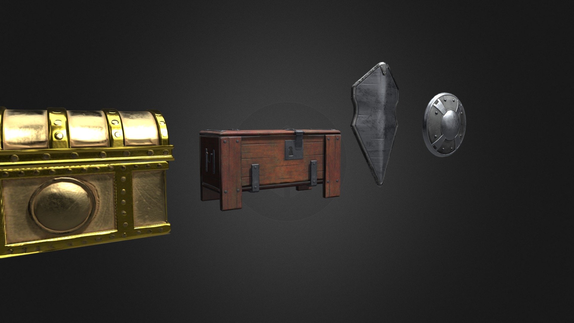 Castle assets shields & chest_pack one - Buy Royalty Free 3D model by ...