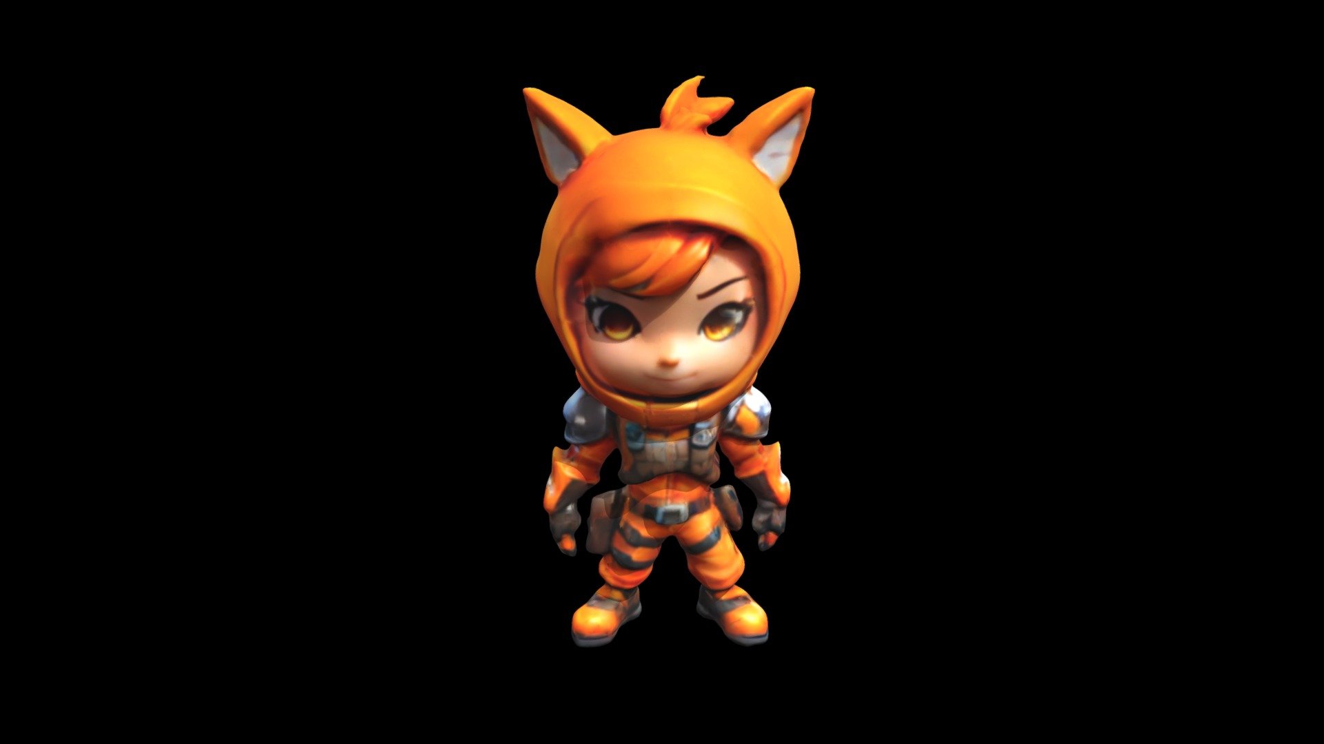 "Cute and Fierce Chibi-style Fighting Cat" - Download Free 3D model by ...