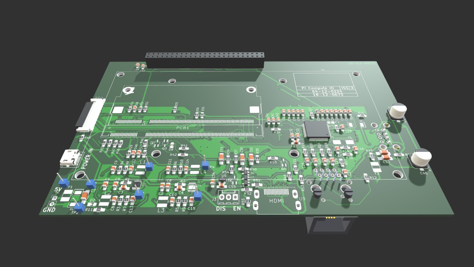 RPI Compute PCB - 3D model by Tjaart (@tjaart55) [c77eb6e] - Sketchfab