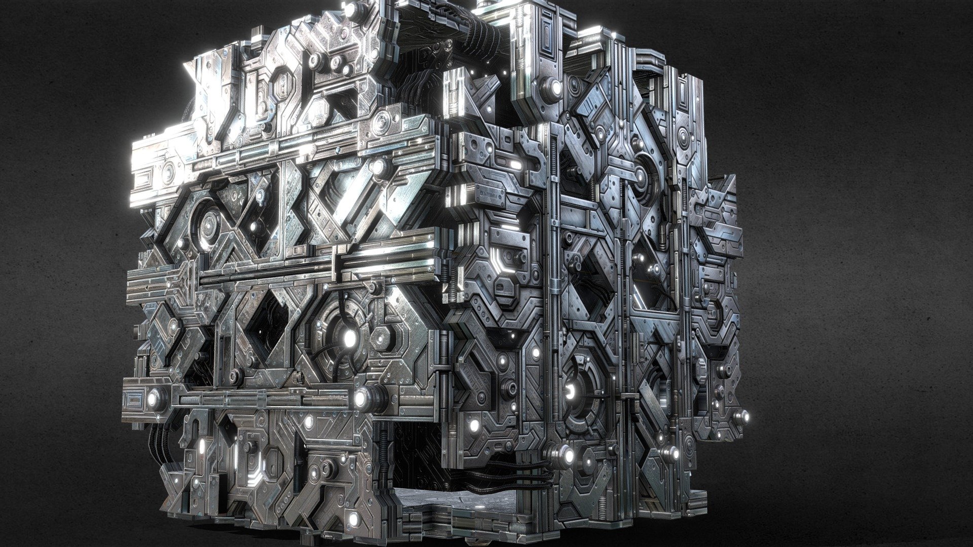 Detailed scifi cube, game-ready - Buy Royalty Free 3D model by endike [c79190a] - Sketchfab Store