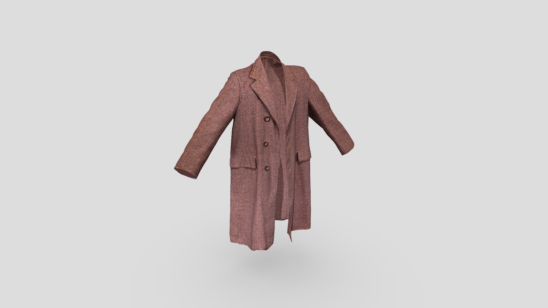 CC41 Brown Wool Checked Lined Coat - 3D model by musecornishlife ...