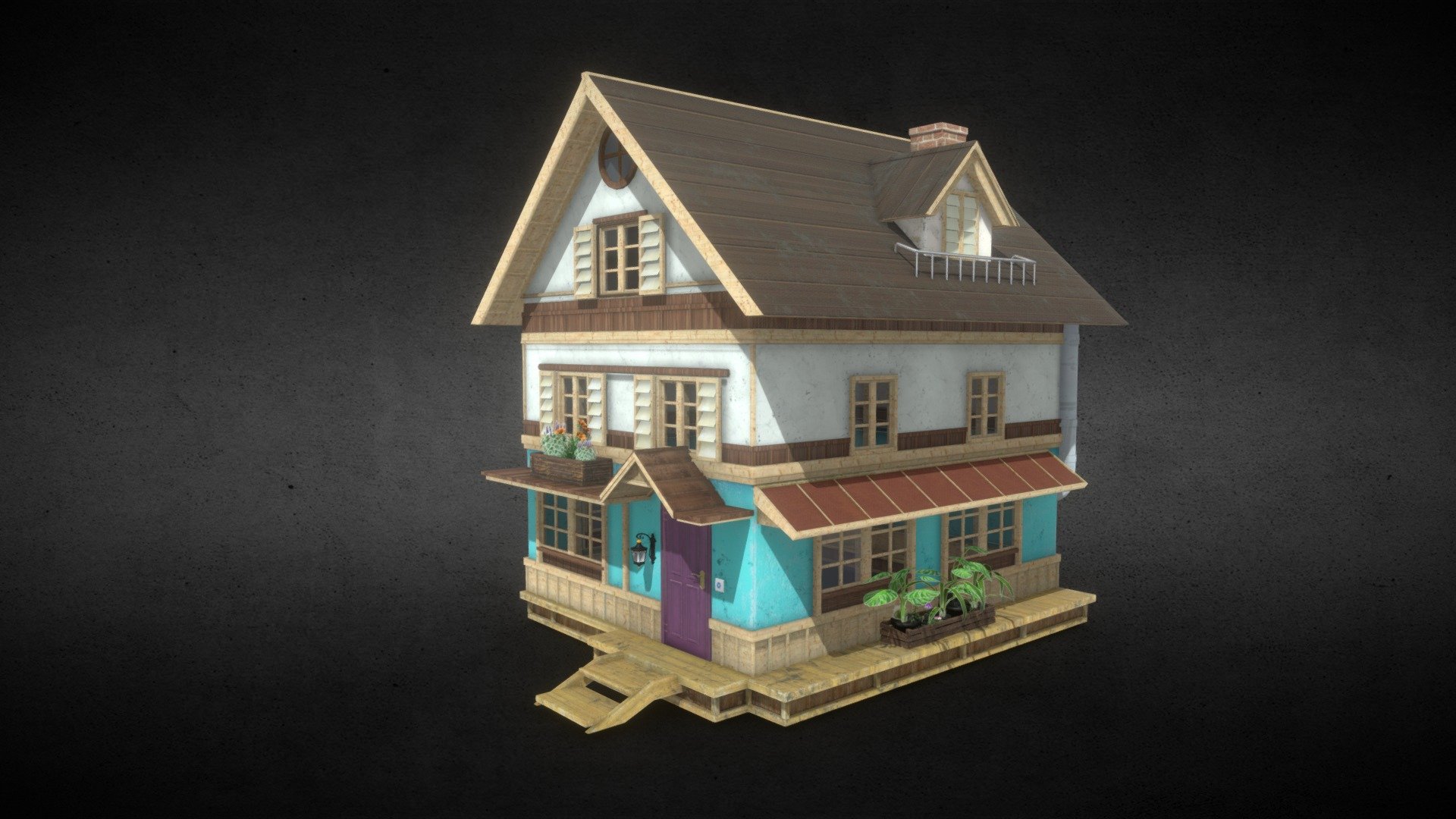 卡通现代场景 Cartoon modern scene - 3D model by 清锋 (@2309172388) [c7b2c34 ...
