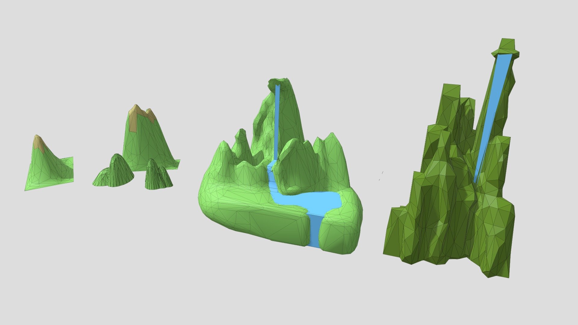 low poly environment landscape - waterfall - Buy Royalty Free 3D model ...