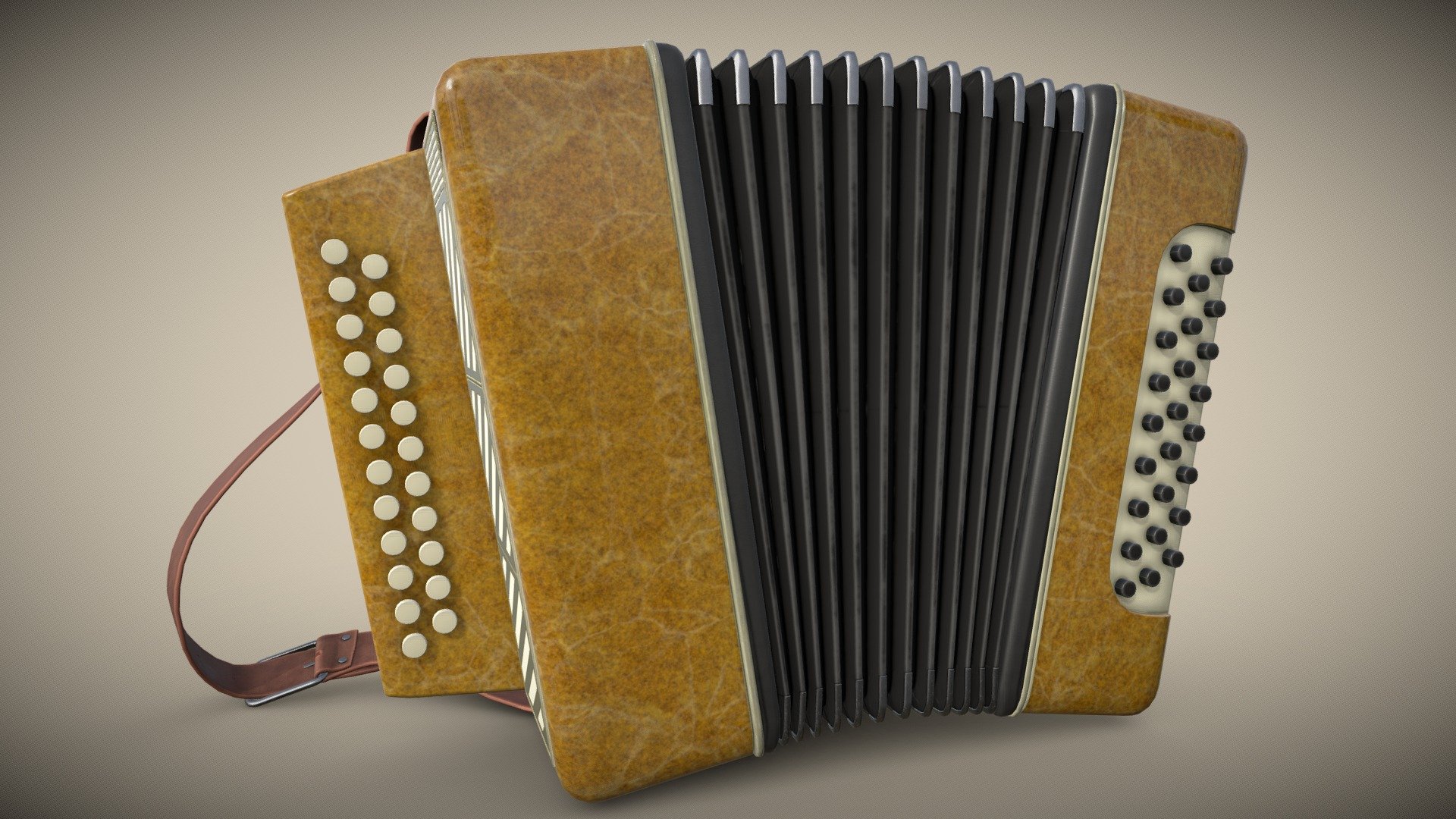 Musical instrument accordion button yellow - Buy Royalty Free 3D model ...