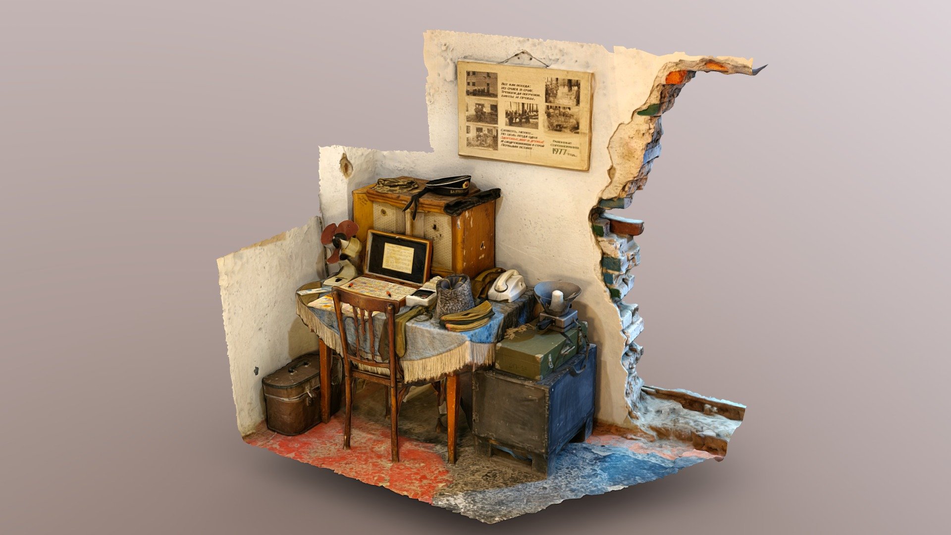 Table with old things - Buy Royalty Free 3D model by Foto Retina ...