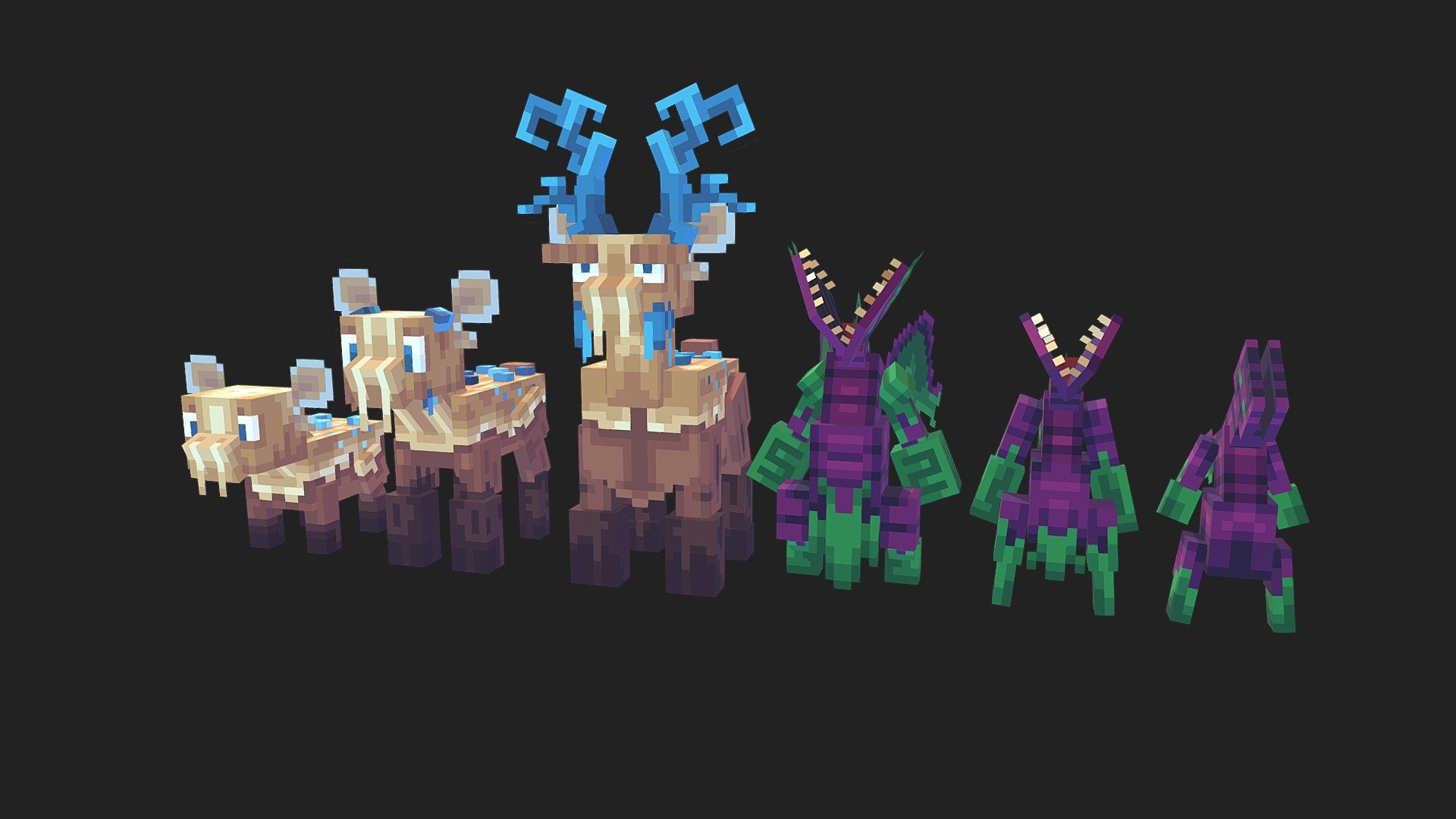 Creatures with a growth grades. - 3D model by Queue (@blockbenchqueue ...
