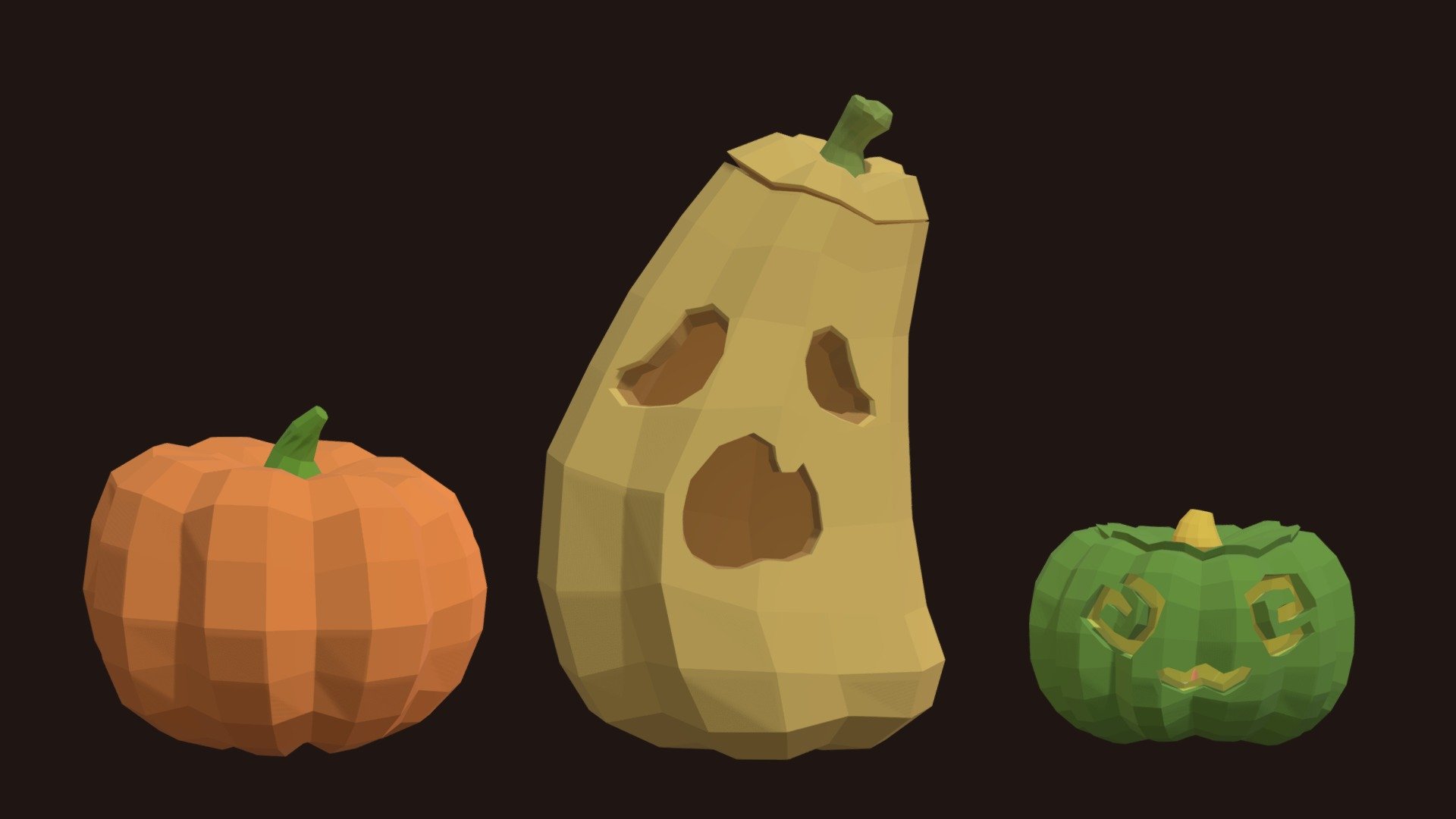 Low poly Pumpkins - 3D model by Kopper3d [c7f51a6] - Sketchfab