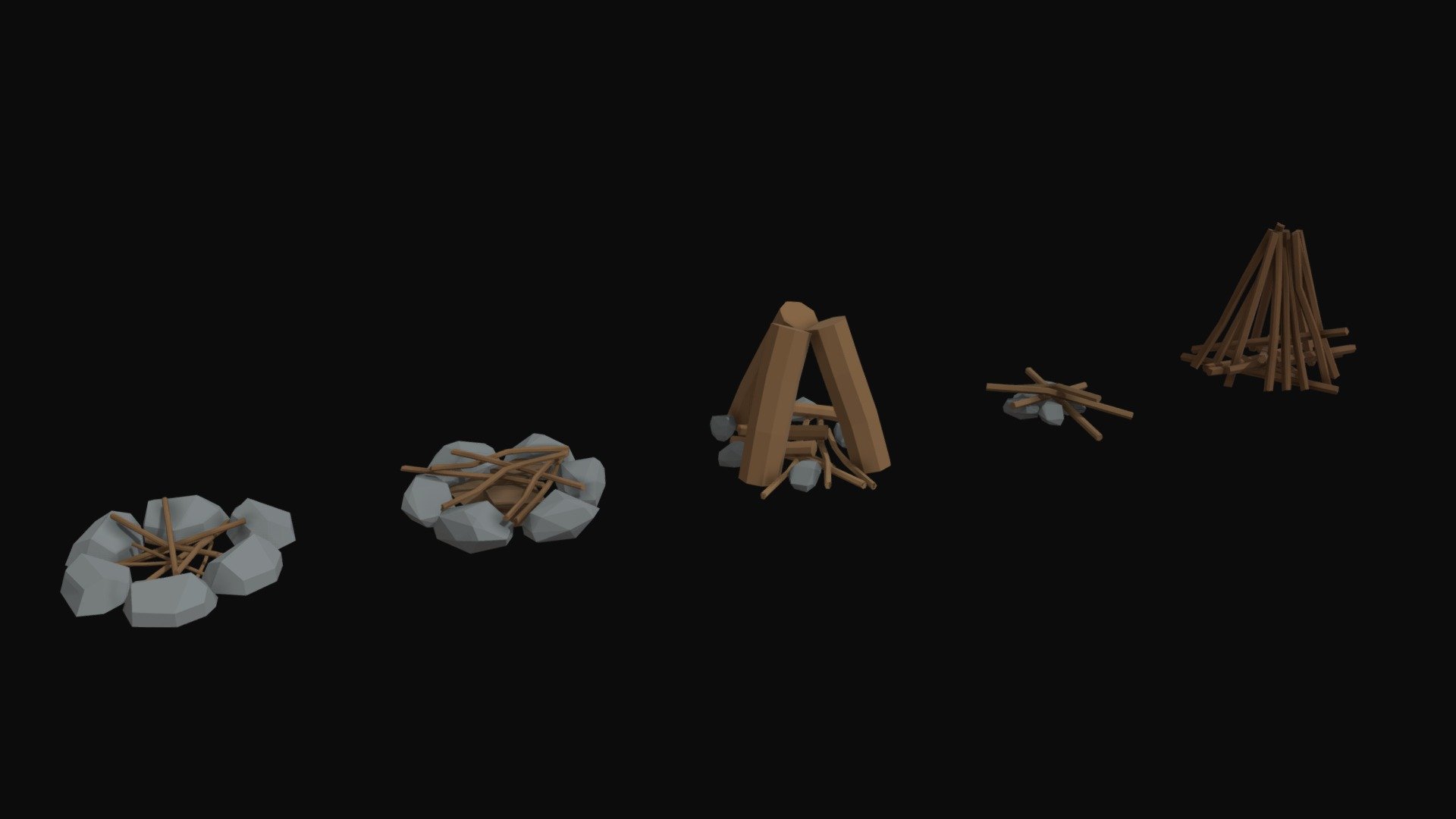 Survival Fires Pack Low Poly - Buy Royalty Free 3D model by Bundem ...