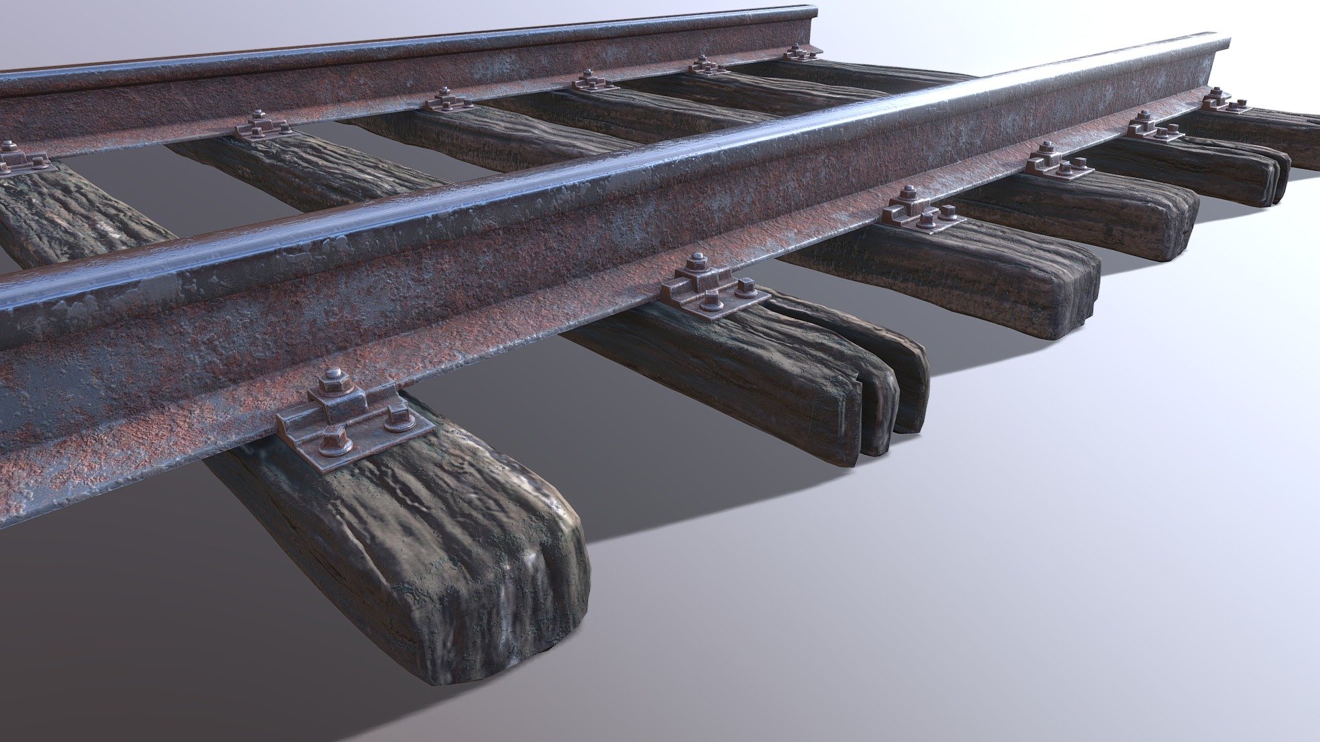 Old wood track ballast with railway - 3D model by fervinas [c806d2e ...