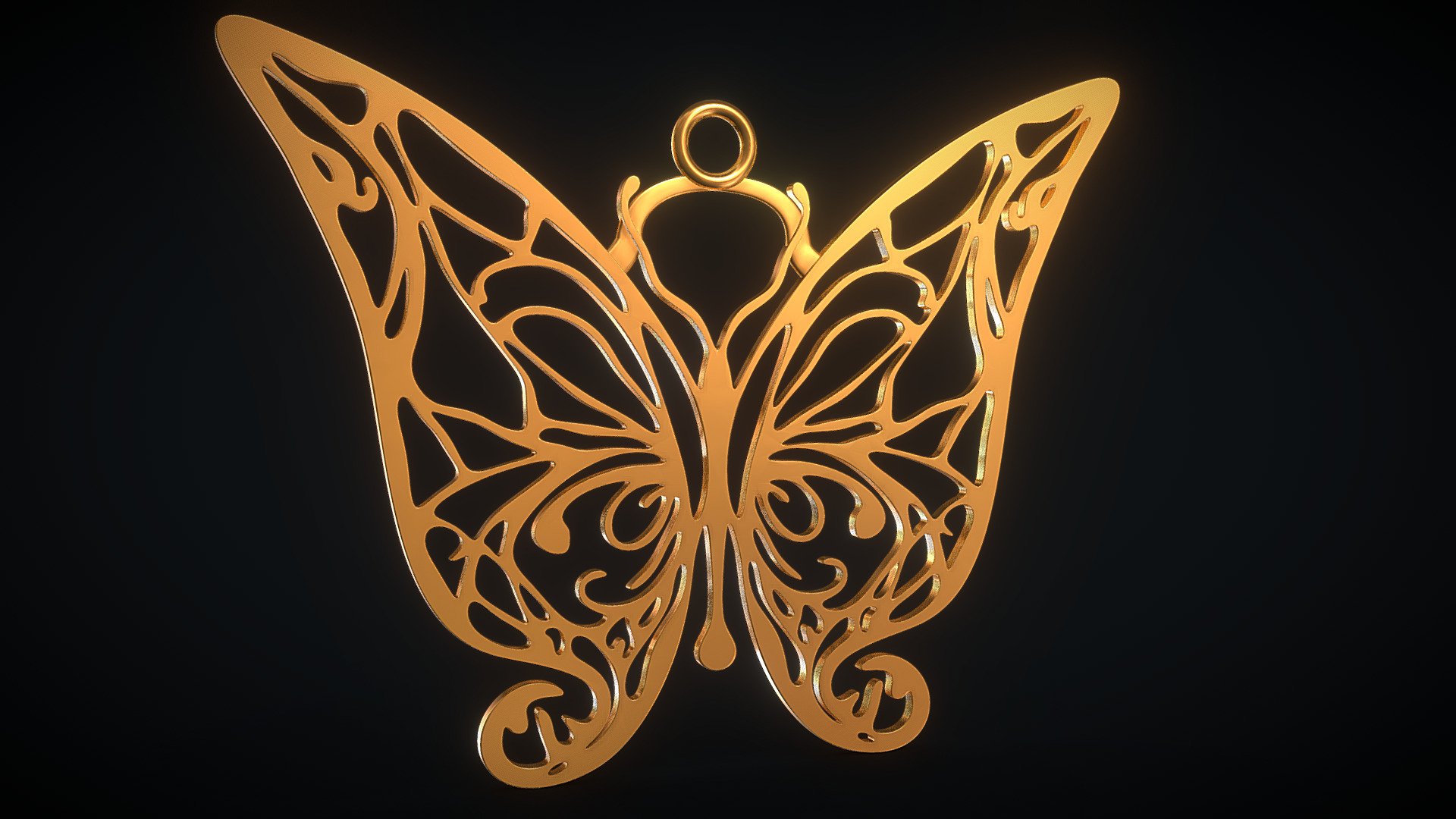 Butterfly Stylized Pendant Amulet Design - Buy Royalty Free 3D model by ...