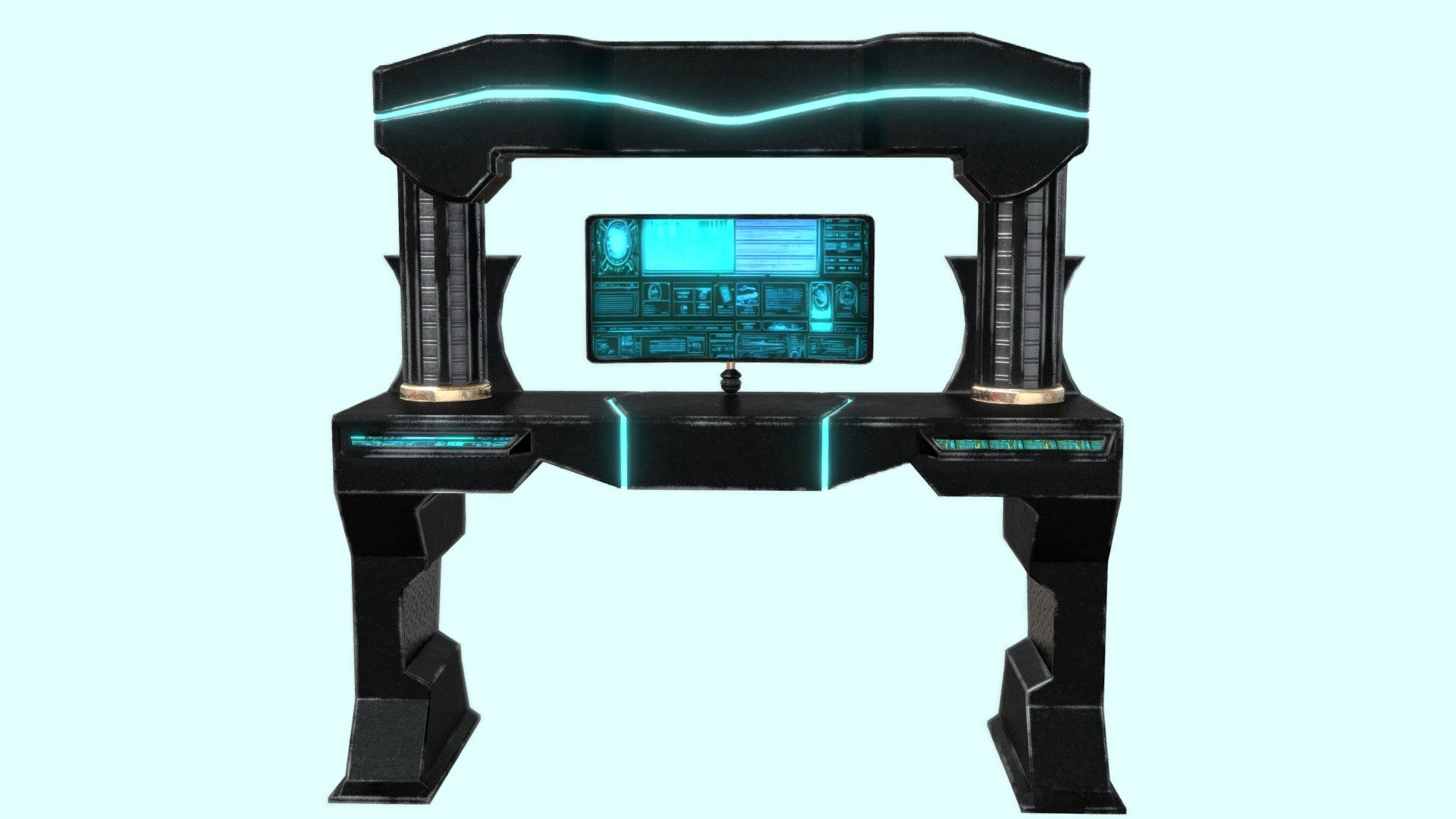 Gothic Scifi Computer Desk - Buy Royalty Free 3D model by Miguel Torres ...