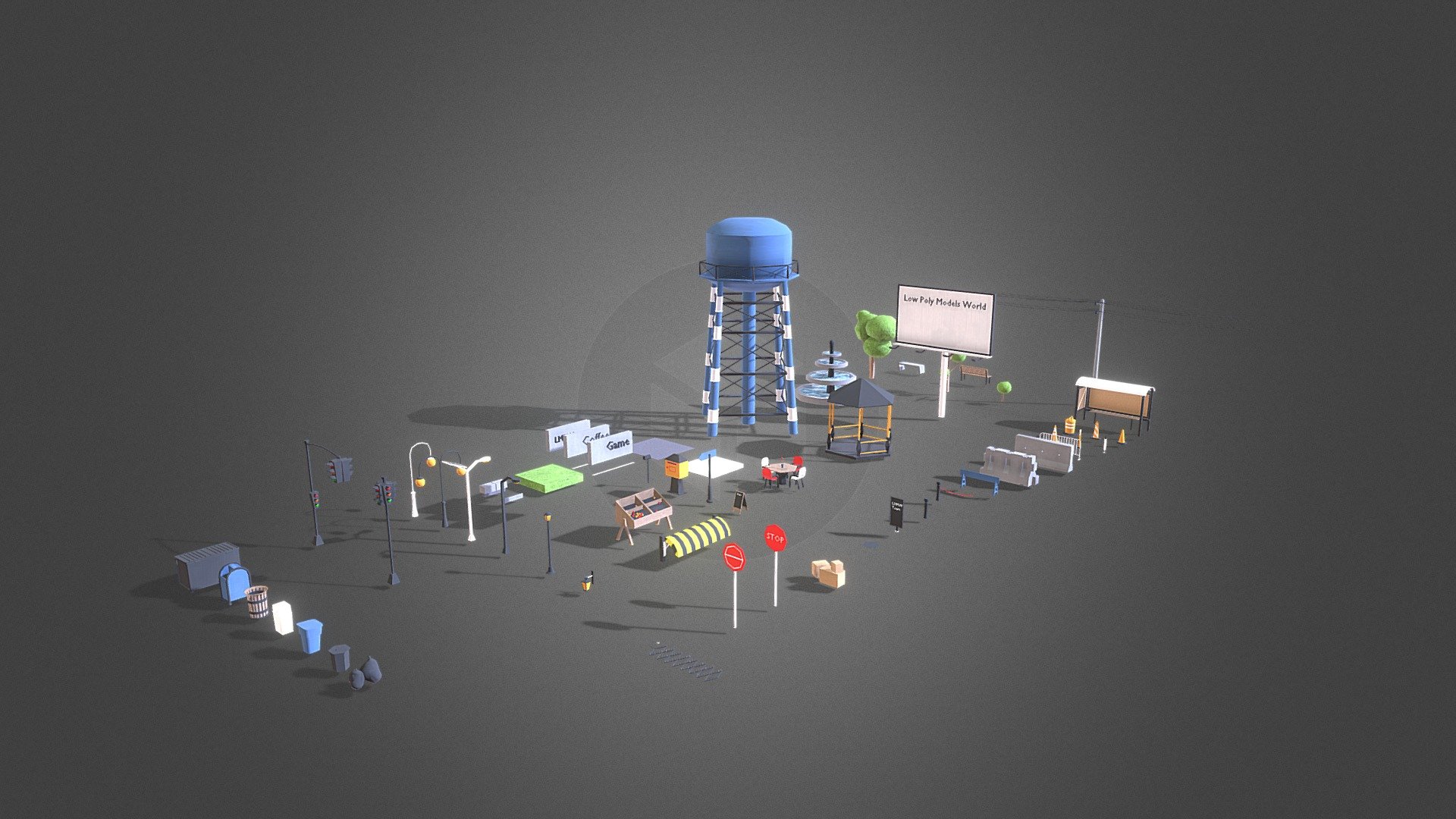 Free Lowpoly City Props Pack | By MaHa - Download Free 3D model by Low ...