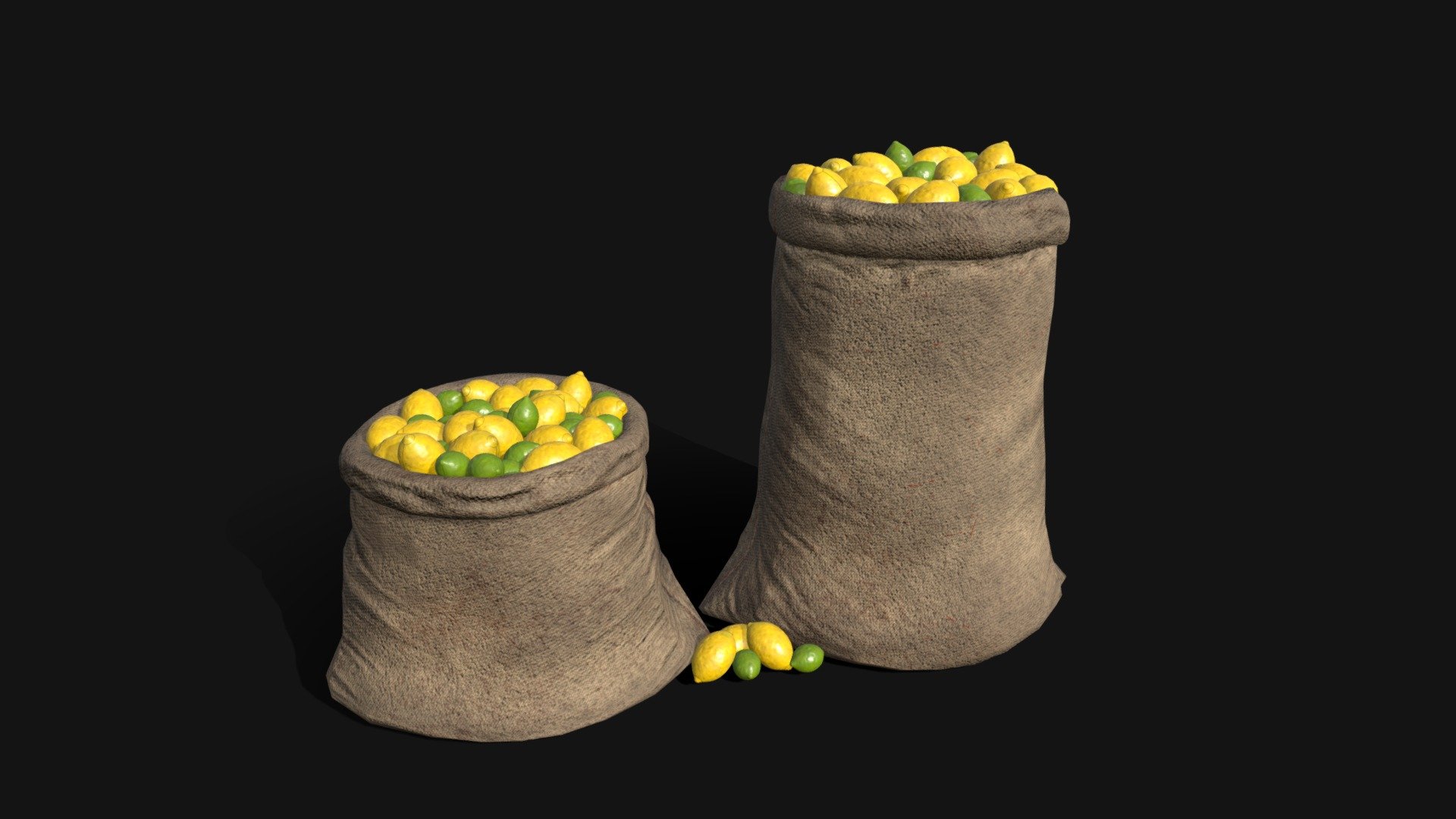 Lemon and Limes Sacks - Buy Royalty Free 3D model by Clockwork ...