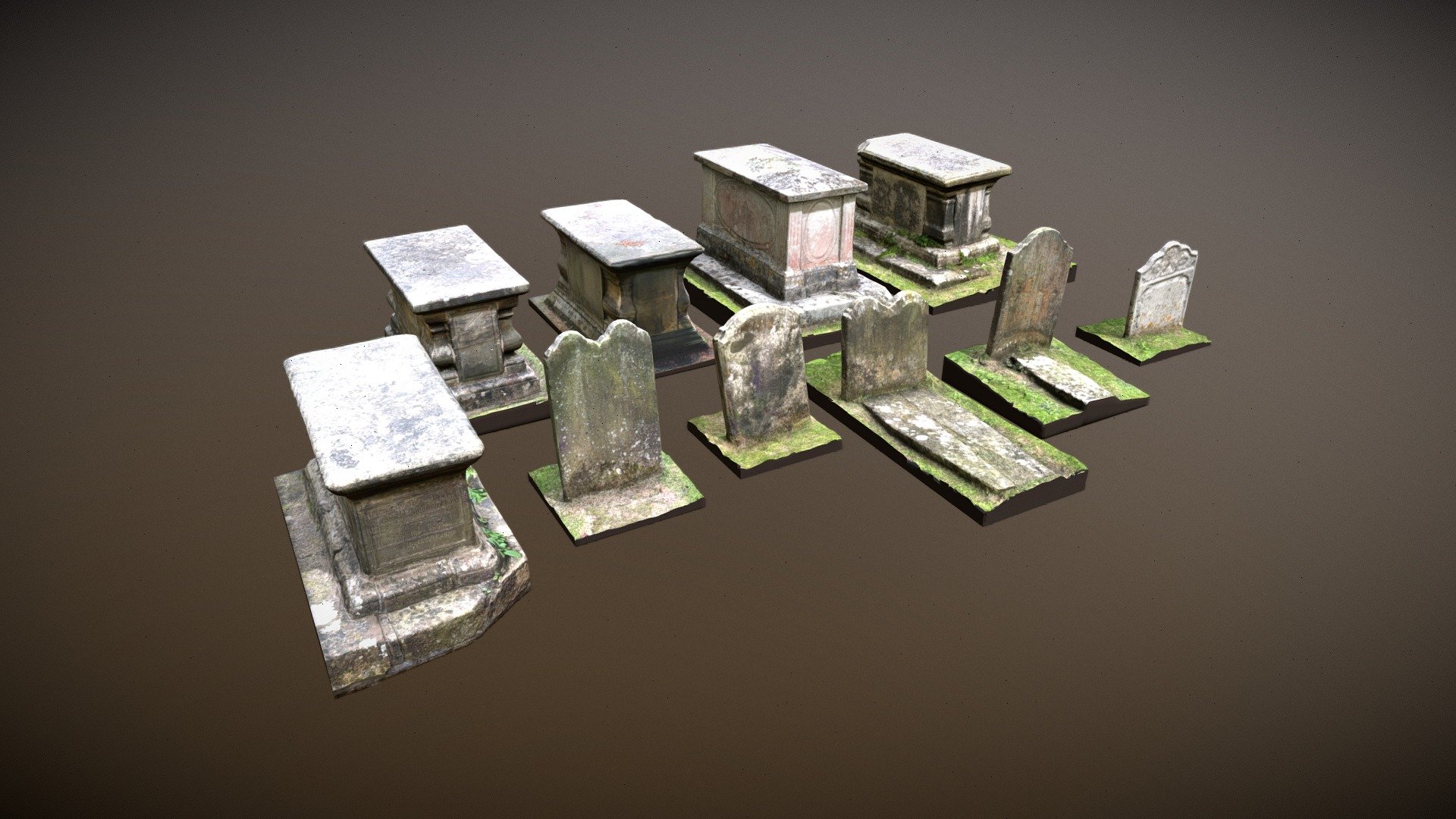 Gravestones, from an English Churchyard - Buy Royalty Free 3D model by ...
