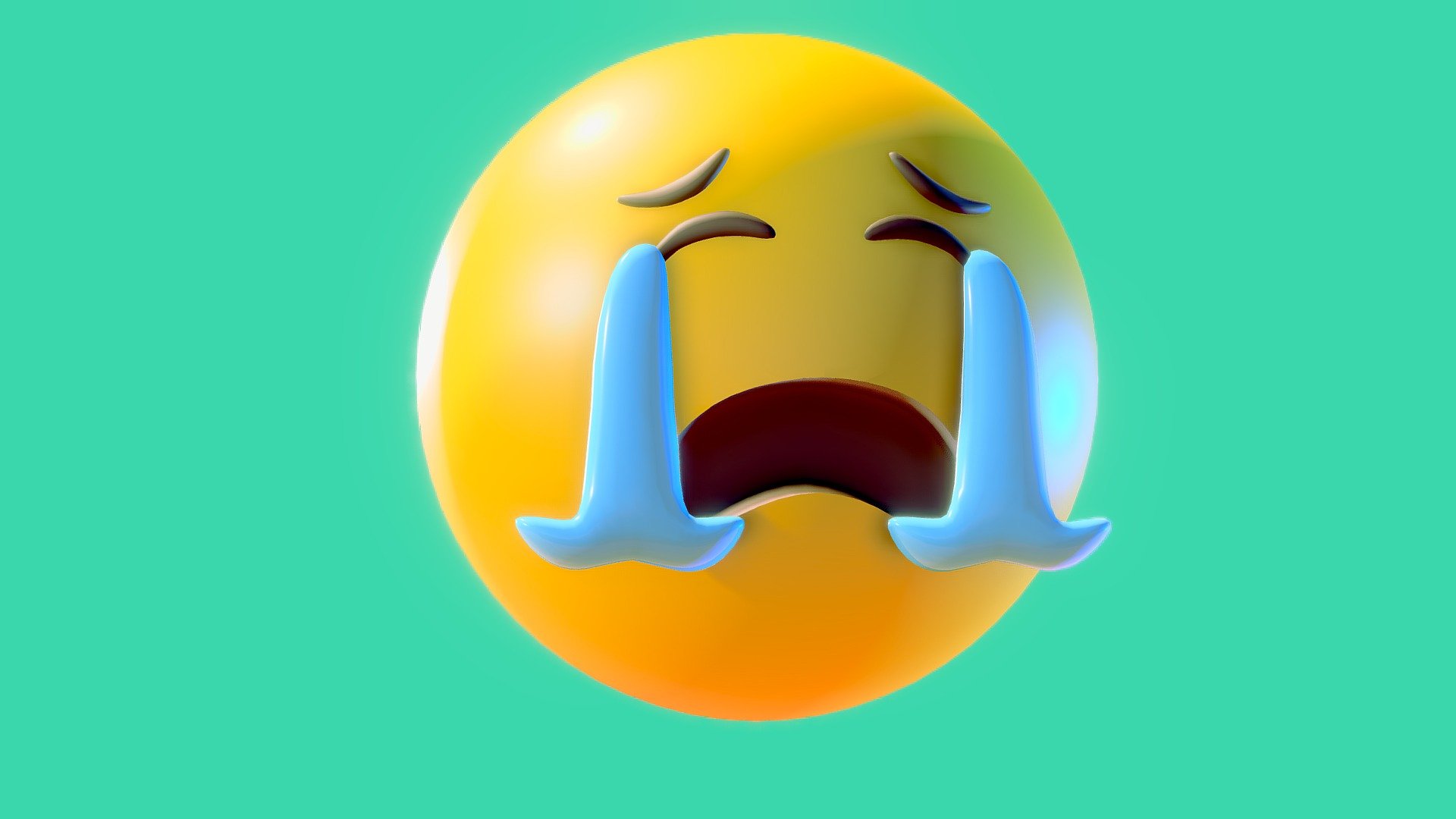 Crying Yellow Ball Emoticon Emoji or Smiley - Buy Royalty Free 3D model ...