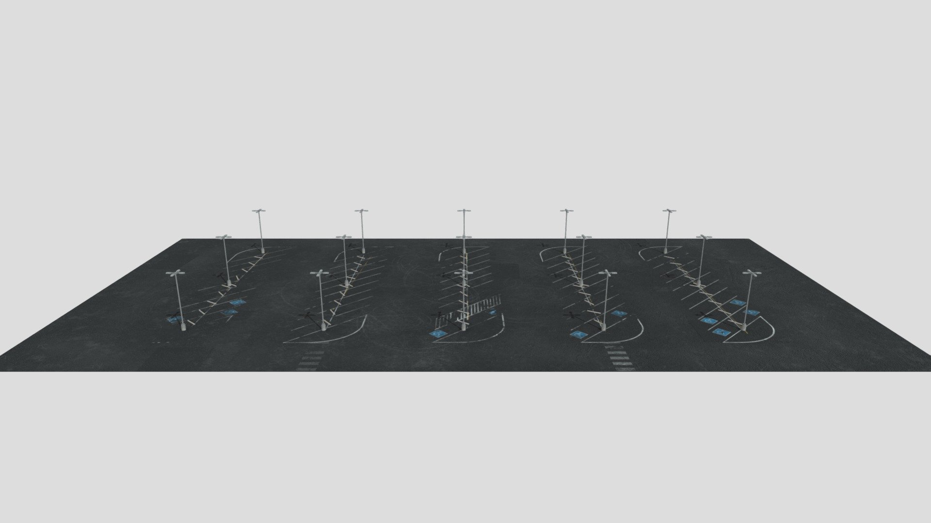 Diagonal Parking Lot Scene With 8K, 4K Textures - Buy Royalty Free 3D ...
