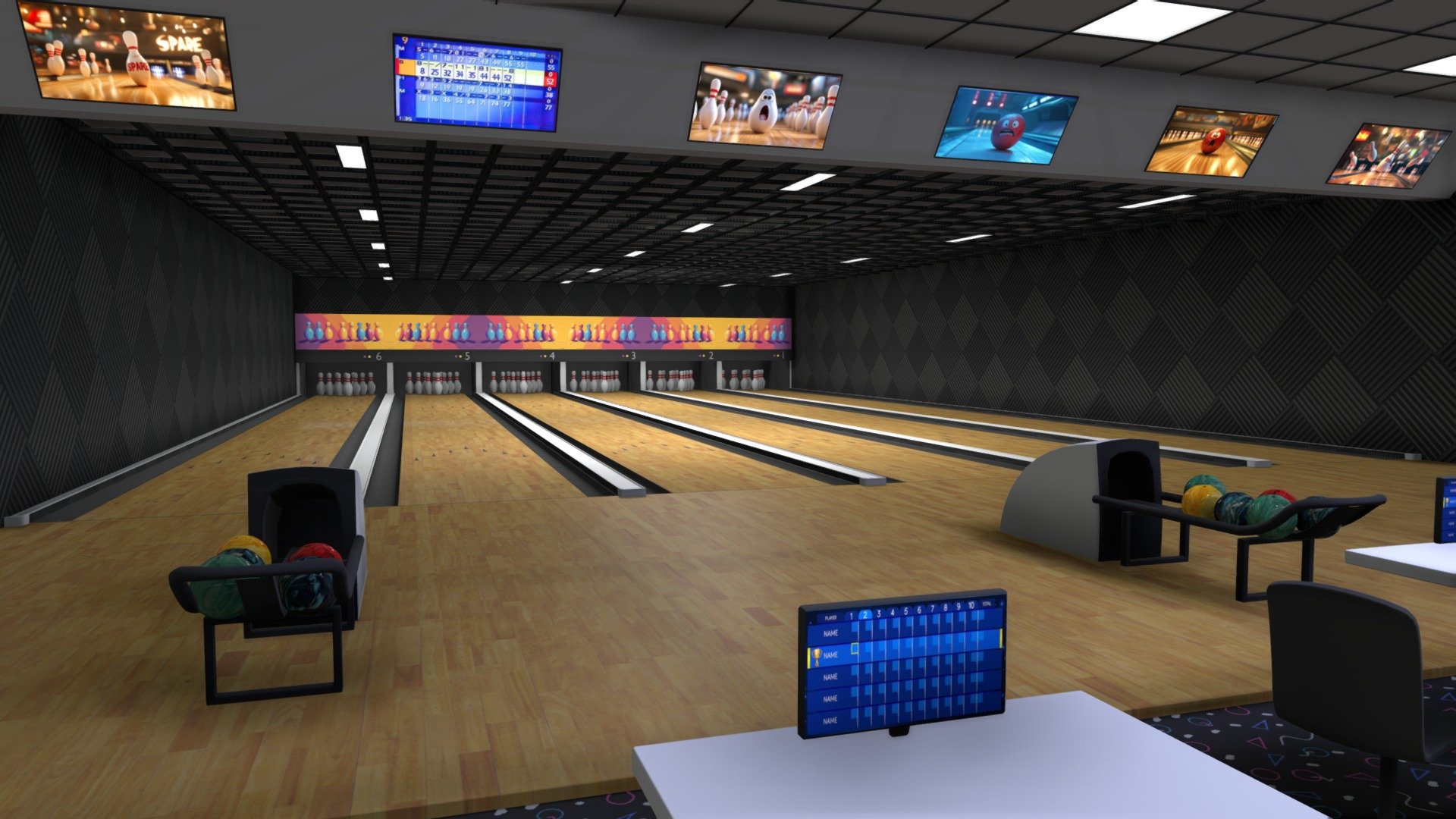 Bowling alley - 3D model by Zeps3D [c84465d] - Sketchfab