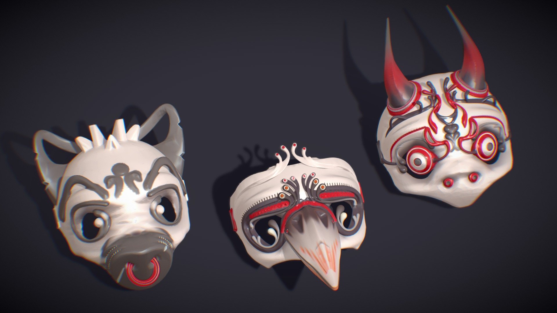Realistic Demon Bone Mask Pack - 3D Mid Poly Art - Download Free 3D ...