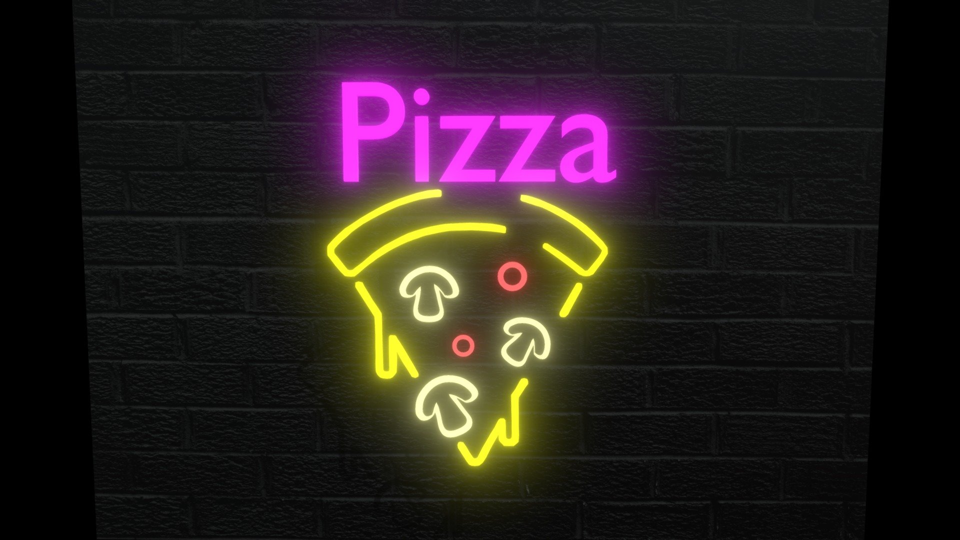PIZZA NEON COOL - Download Free 3D model by 3desizu [c86514b] - Sketchfab