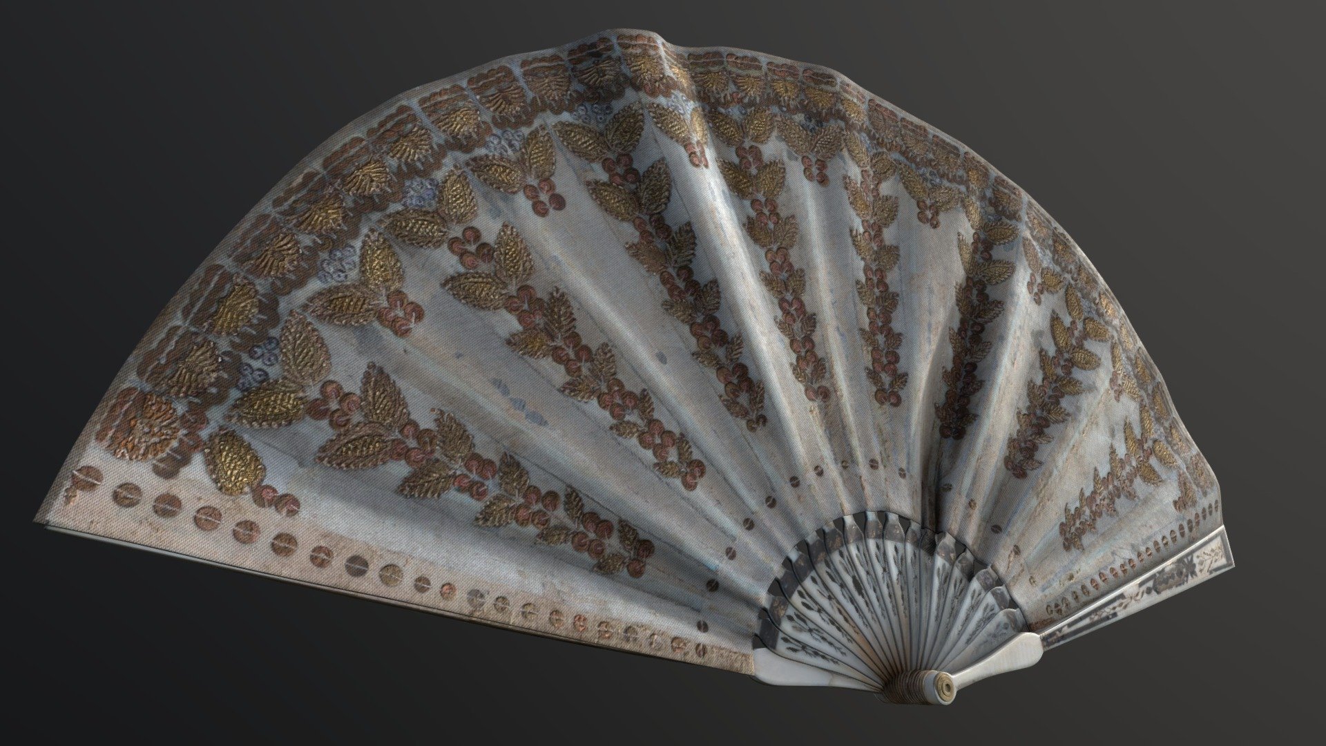 Folding fan with embroidery - 3D model by AERO3D (@aero3d.ua) [c86696c ...