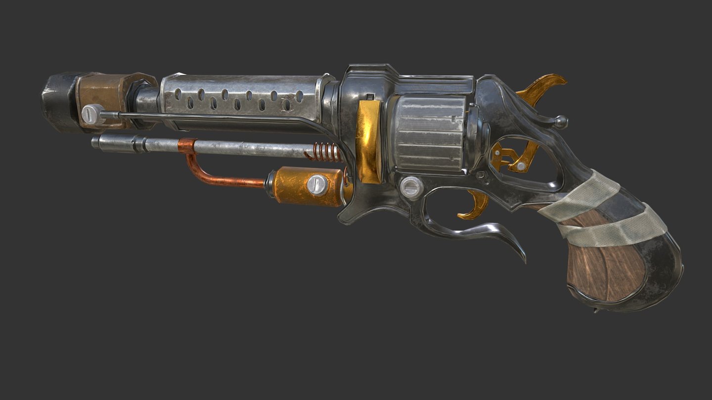 Steampunk Revolver - 3D model by Jaewoo (@siejang85) [c874e64] - Sketchfab