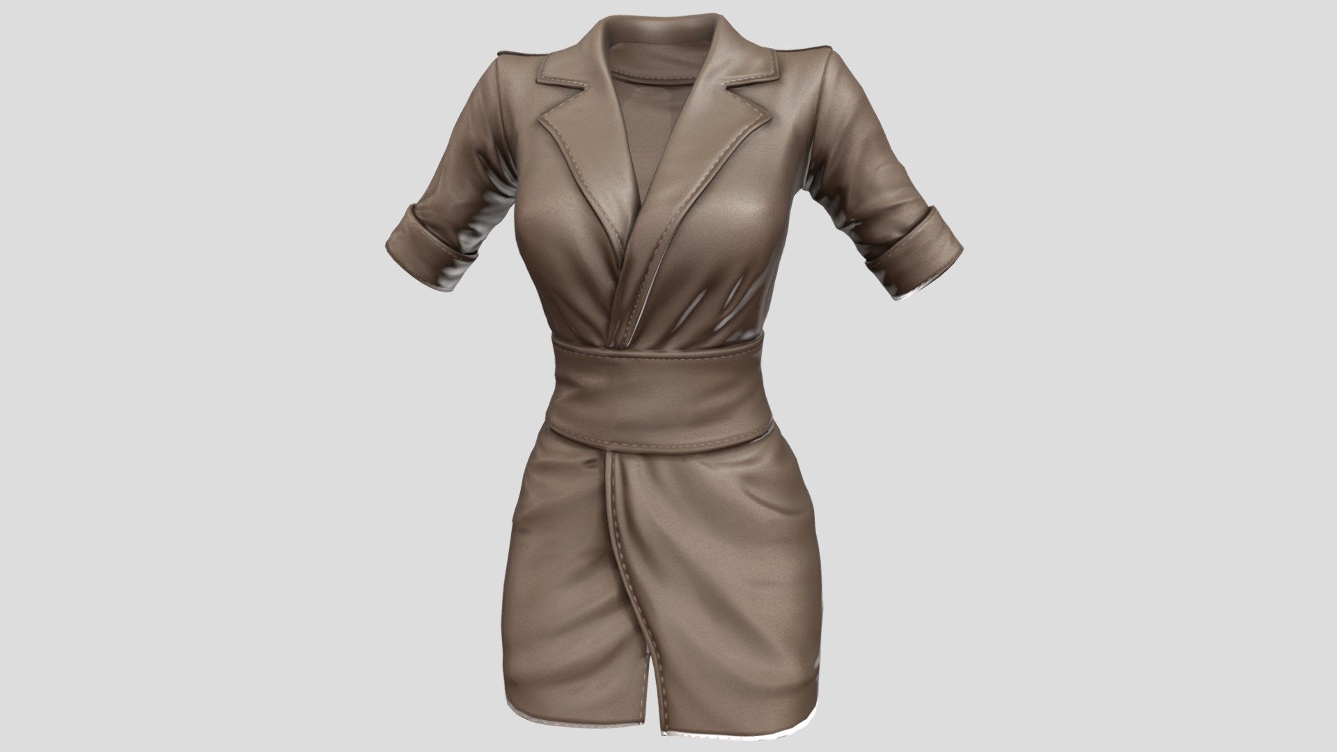 Womens Leather Wrap Dress - Buy Royalty Free 3D model by FizzyDesign ...